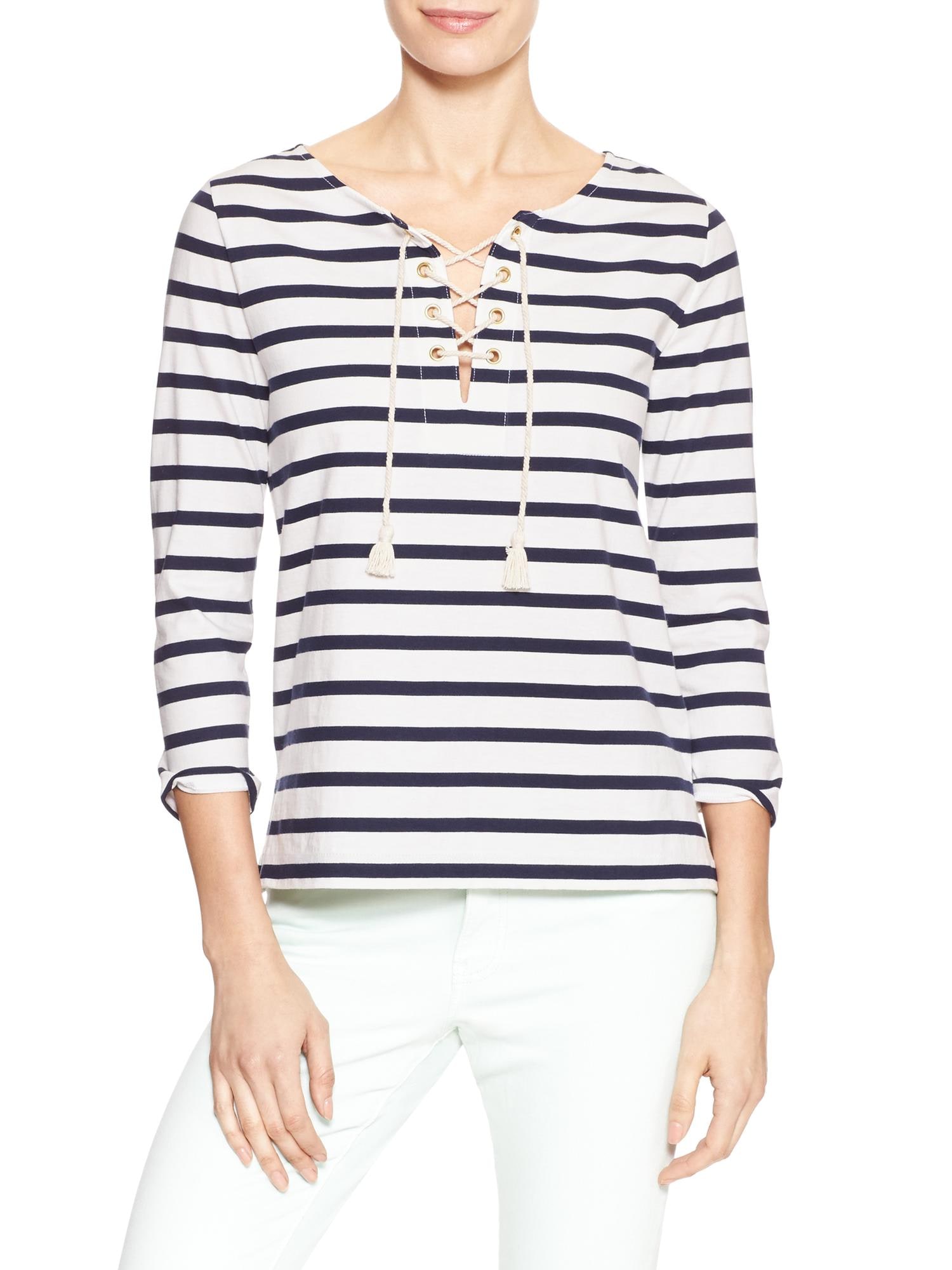 Factory stripe lace-up tee | Gap Factory