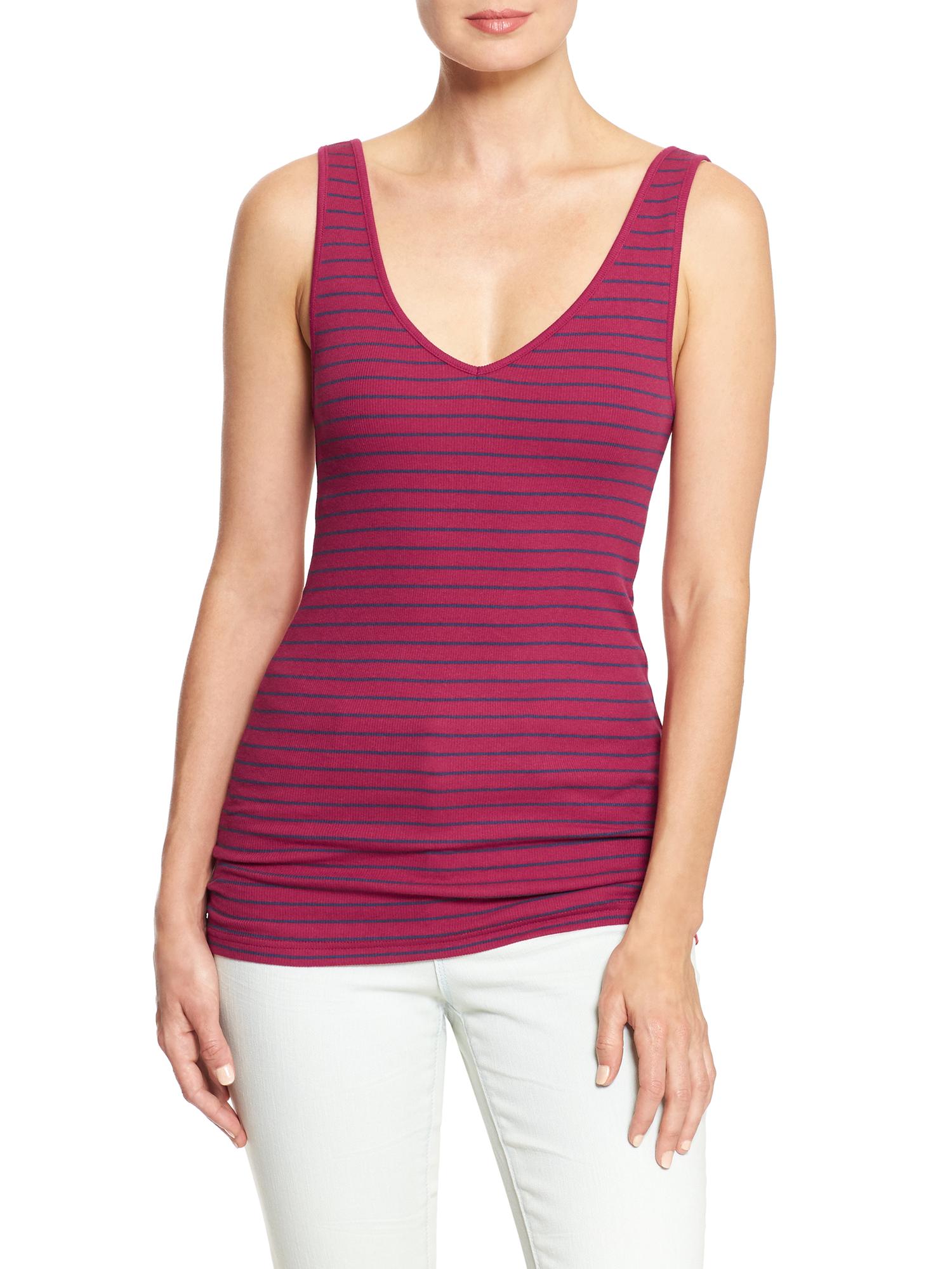 Ribbed double v-neck tank | Gap Factory