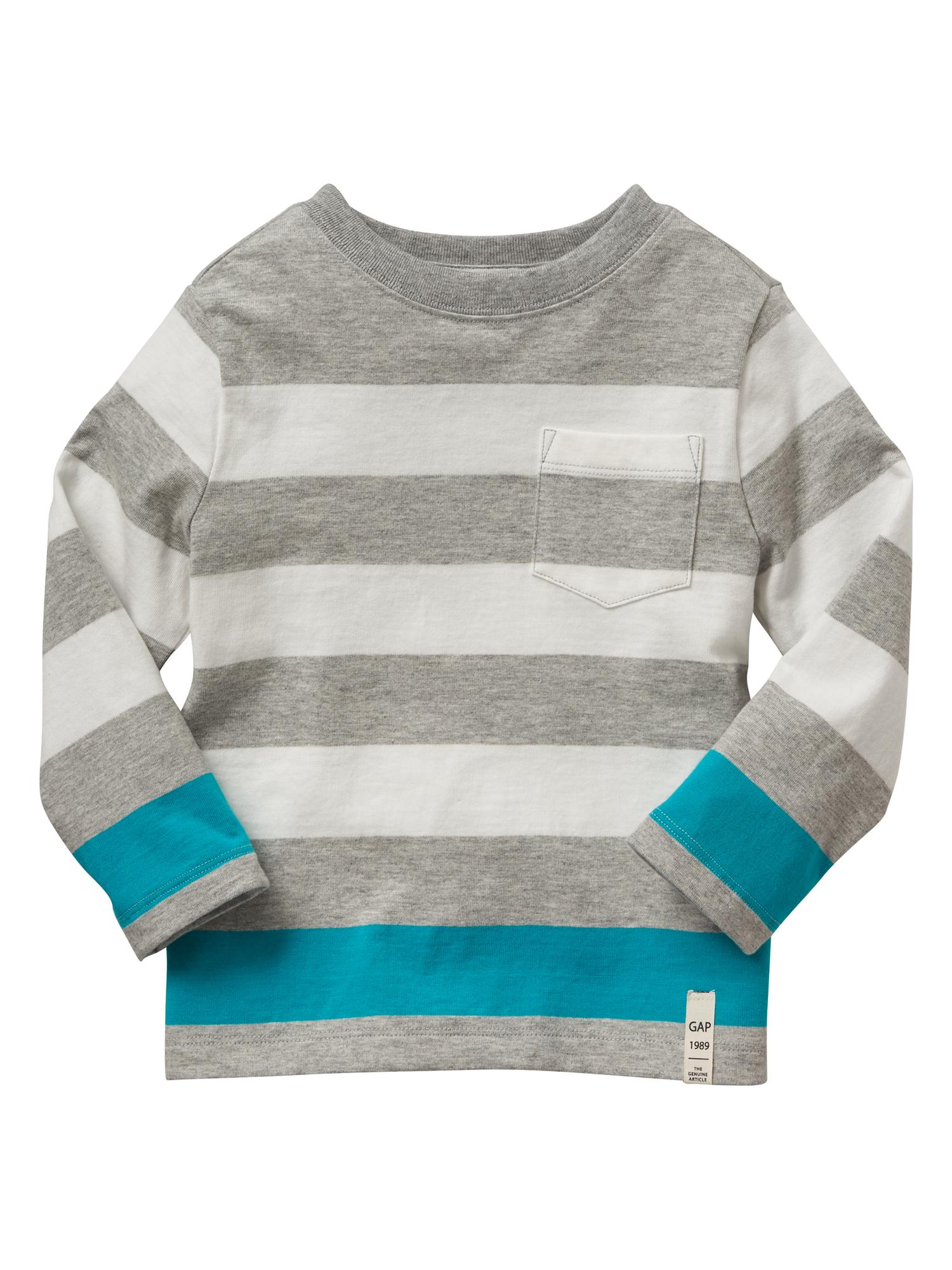 Colorblock stripe long-sleeve pocket tee | Gap Factory