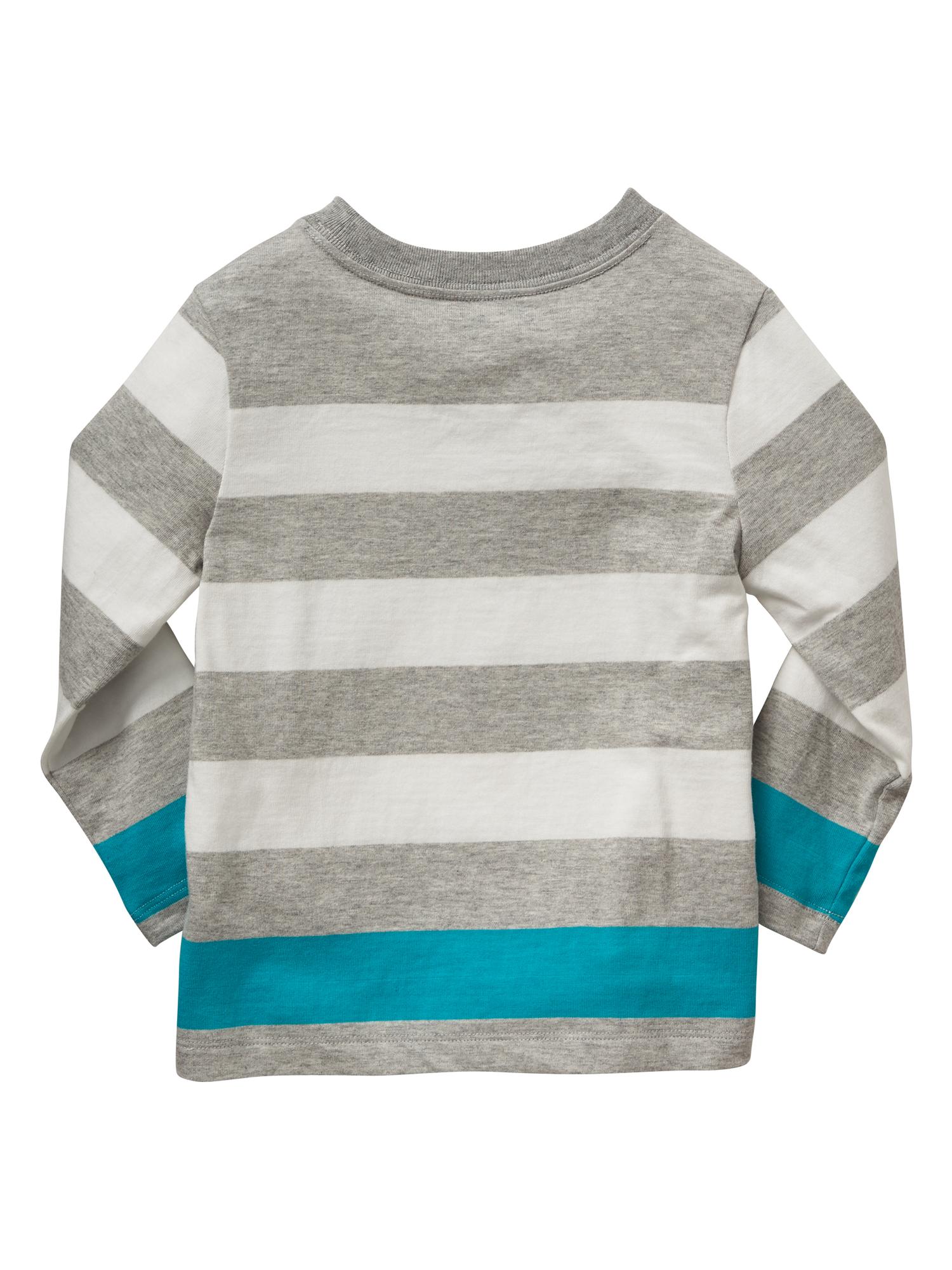 Colorblock stripe long-sleeve pocket tee | Gap Factory