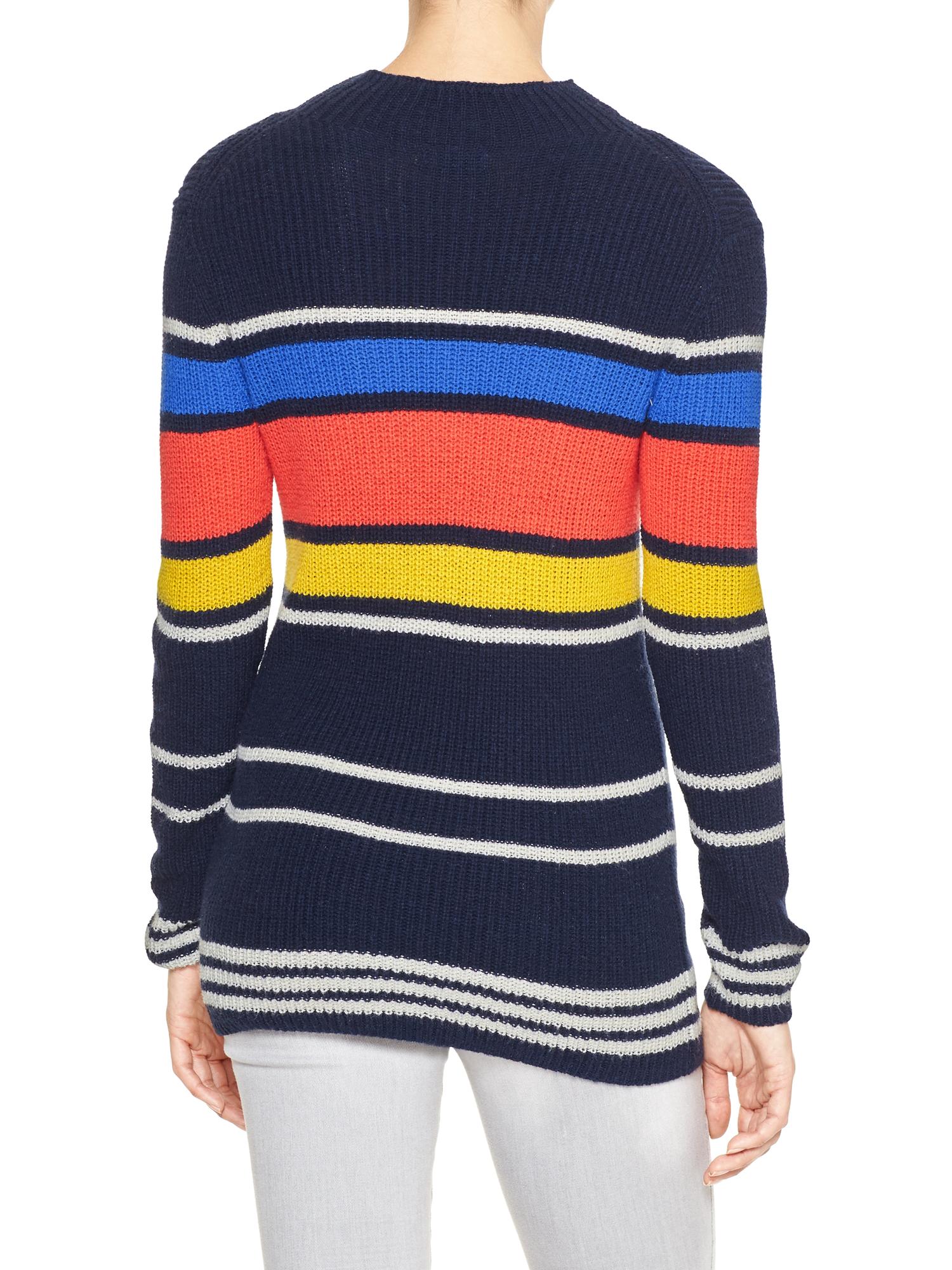 Long multi-stripe mockneck sweater | Gap Factory