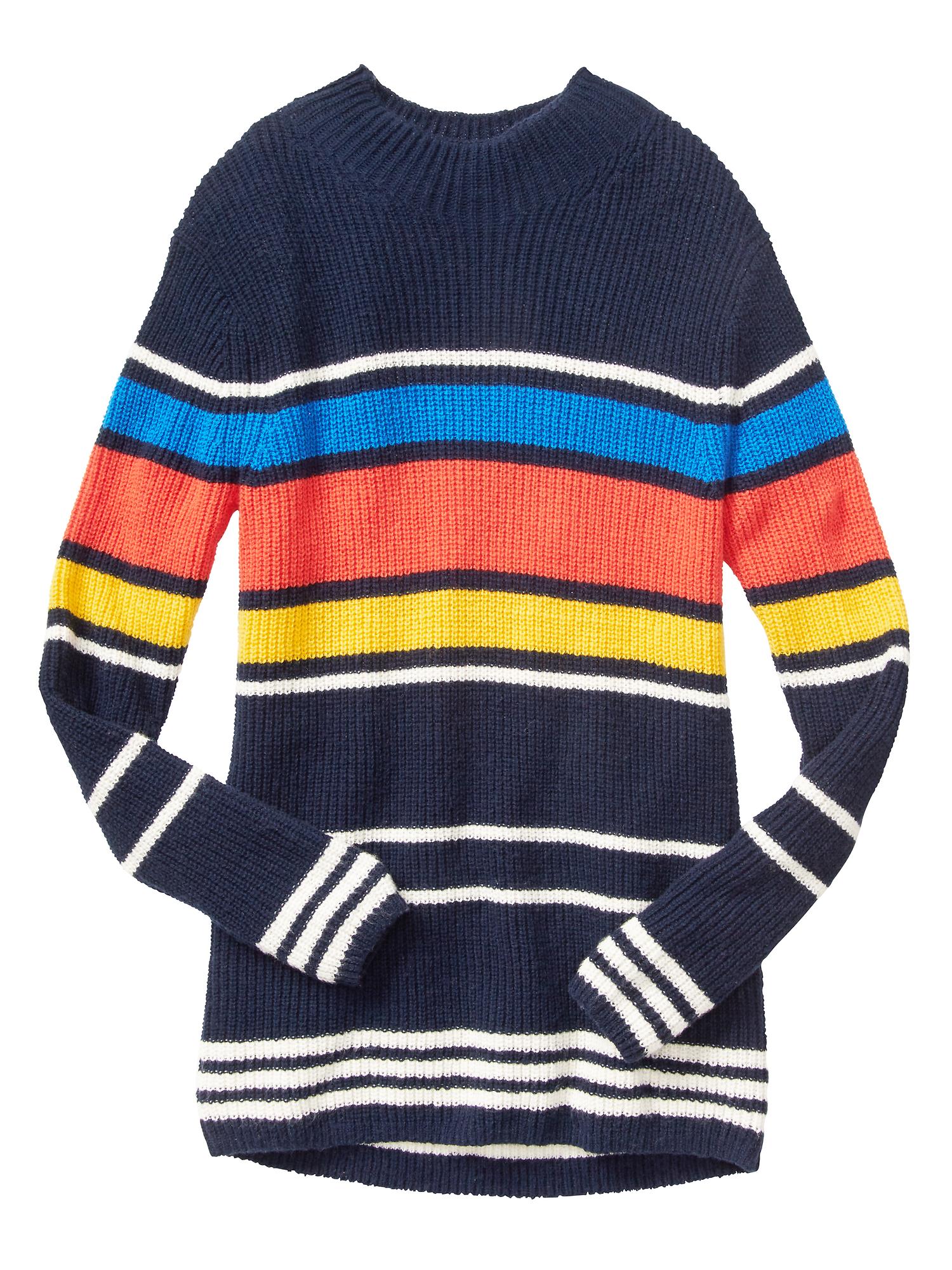 Long multi-stripe mockneck sweater | Gap Factory