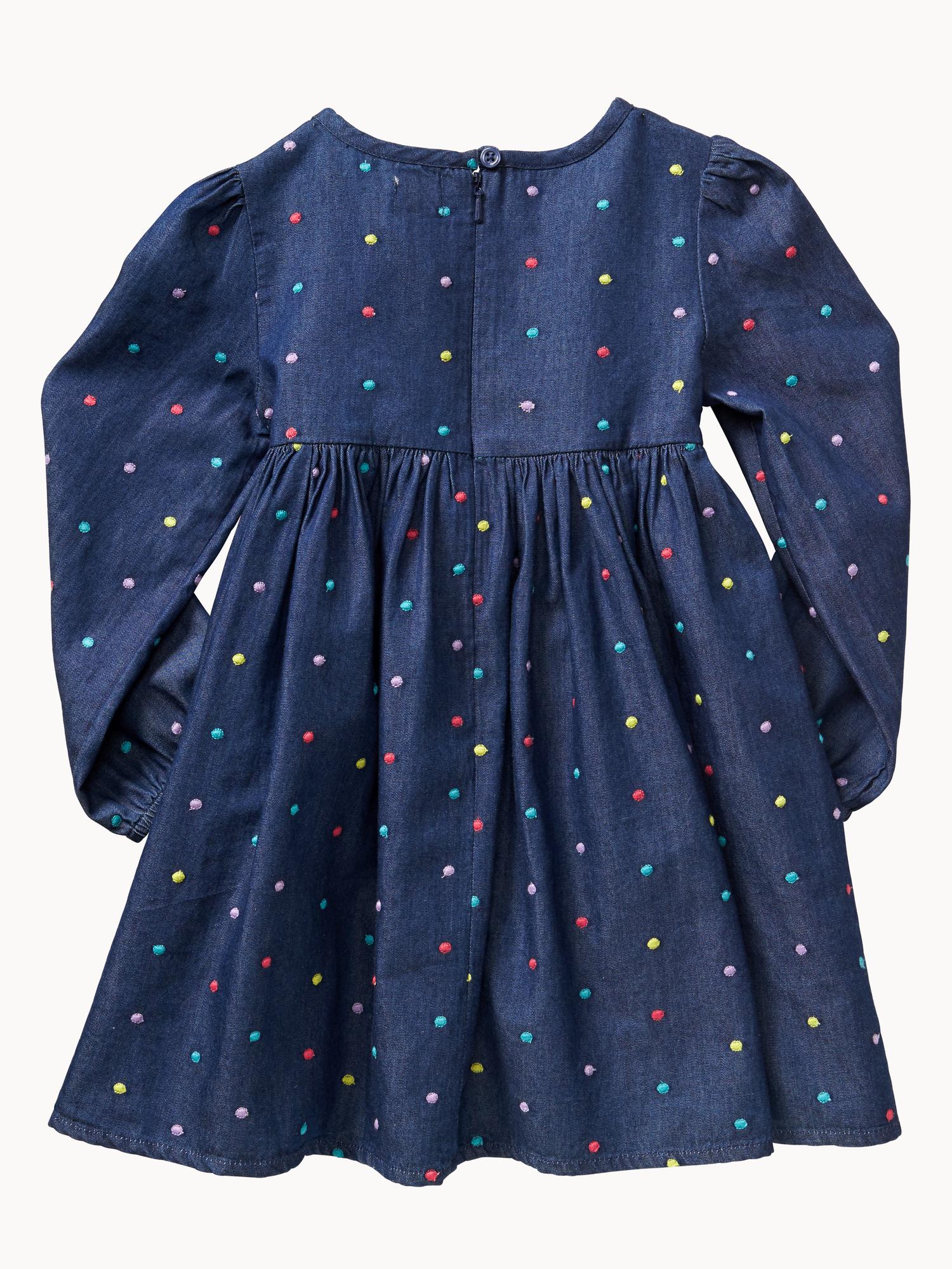 Embroidered chambray dot dress | Gap Factory