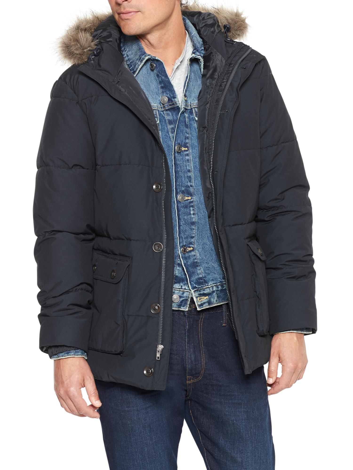 Quilted faux fur puffer jacket | Gap Factory