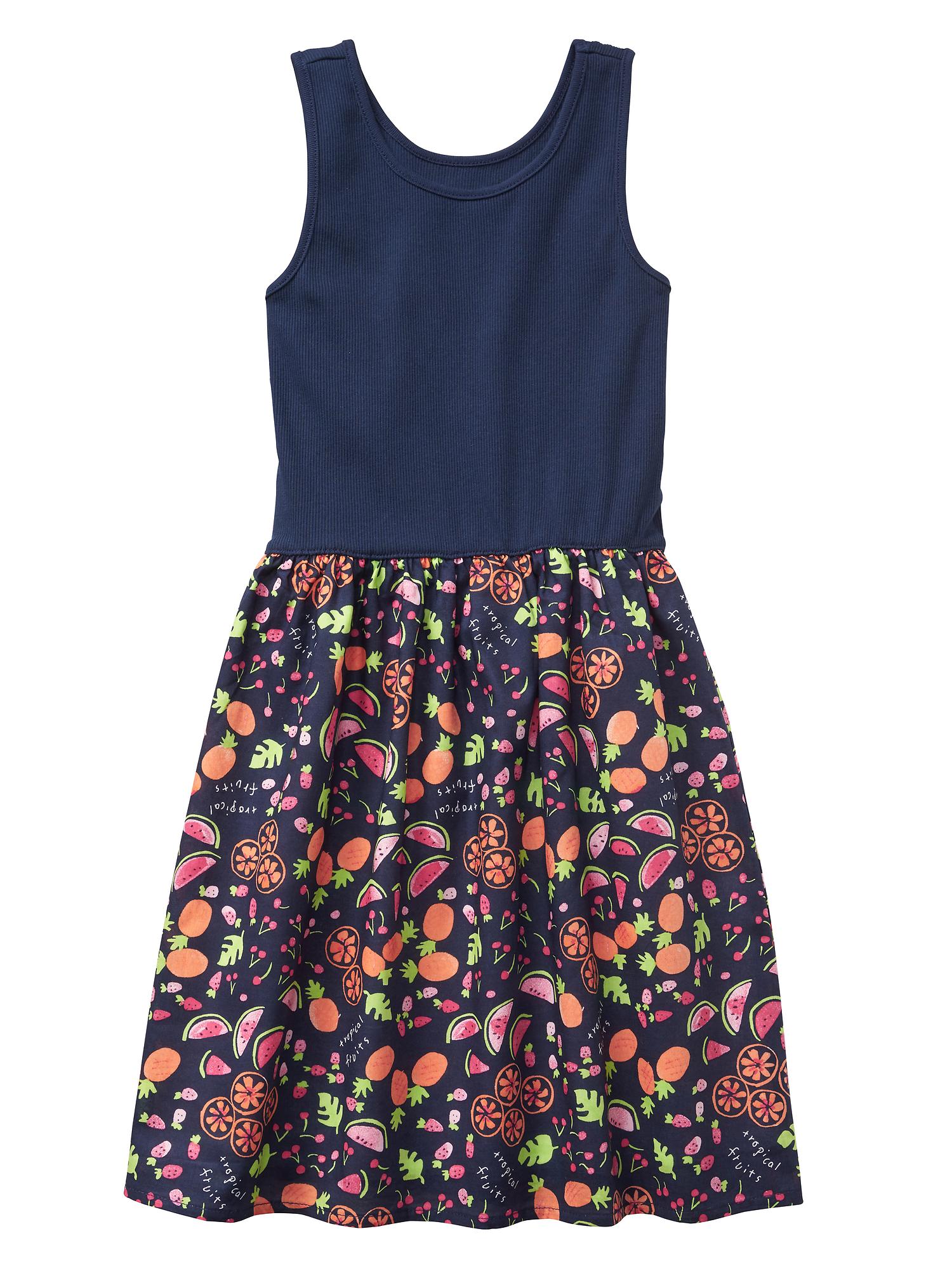 Print mix-media tank dress | Gap Factory
