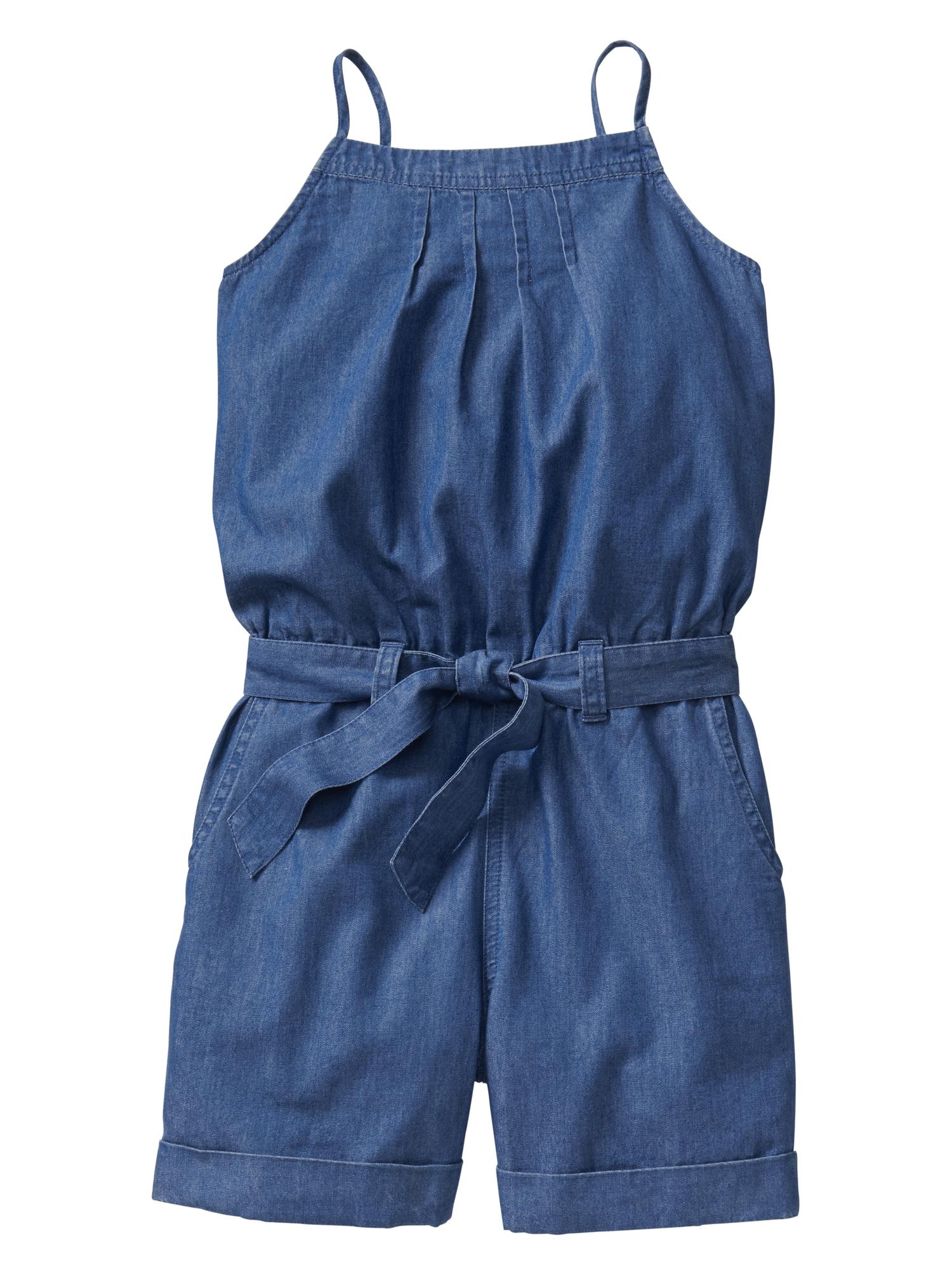 Pleated chambray romper | Gap Factory