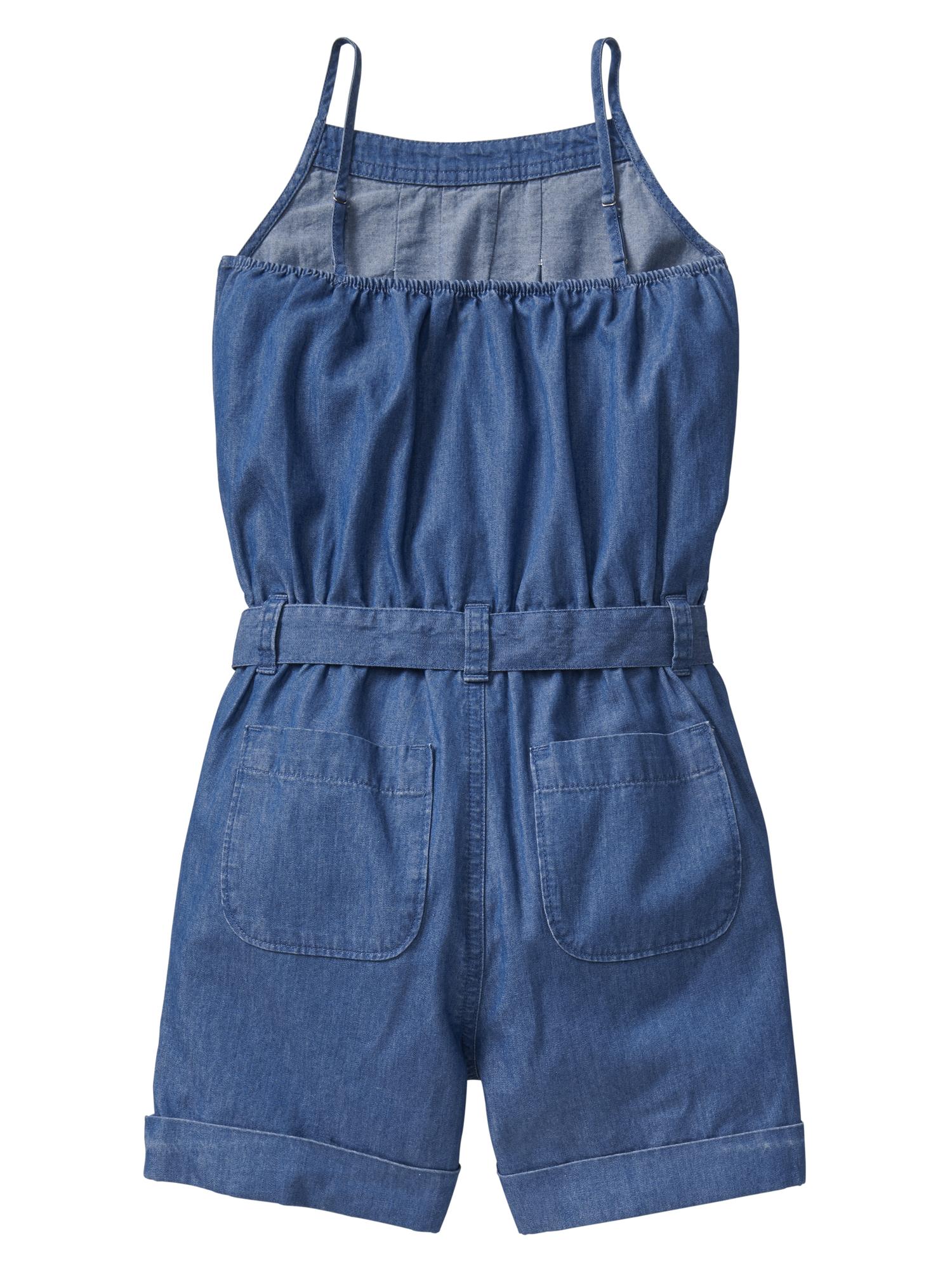 Pleated chambray romper | Gap Factory