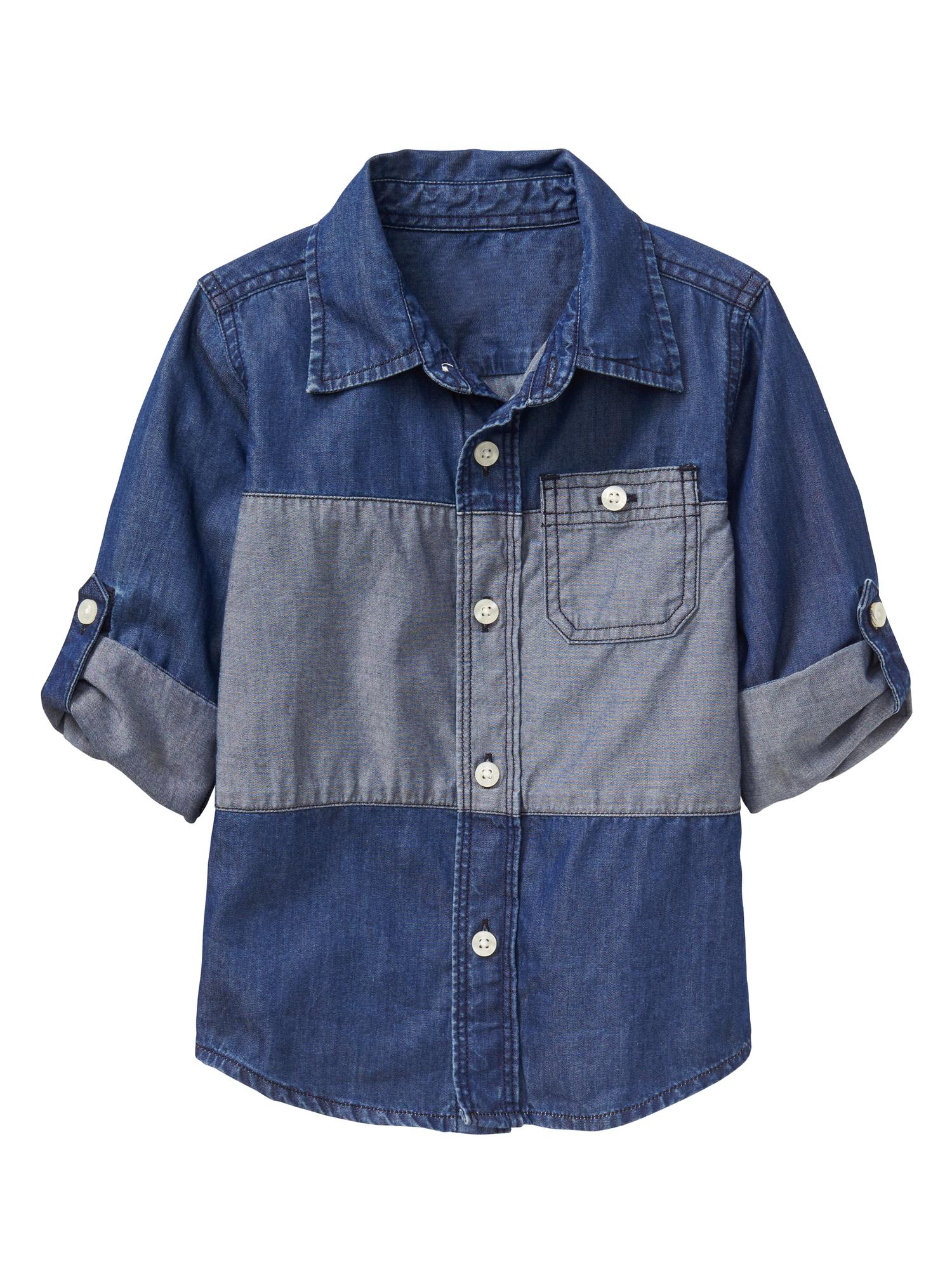 Colorblock chambray shirt | Gap Factory