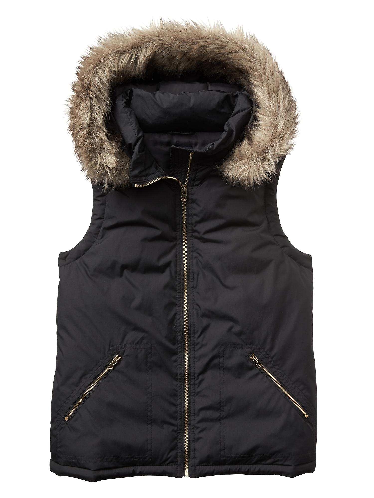 Warmest faux-fur hooded vest | Gap Factory