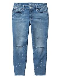 Mid rise destructed paint splatter jegging skimmer | Gap Factory