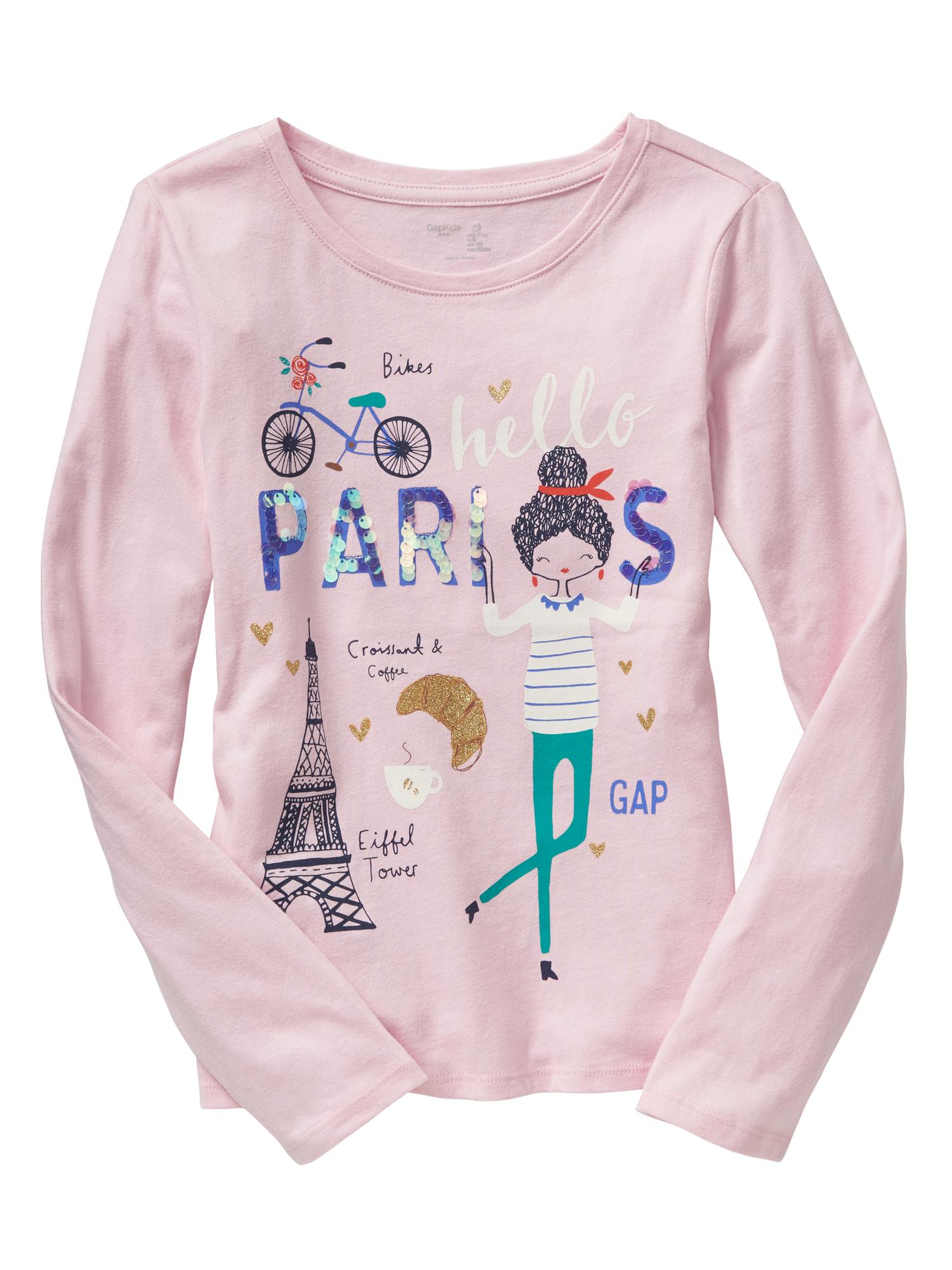 Embellished long-sleeve graphic tee | Gap Factory