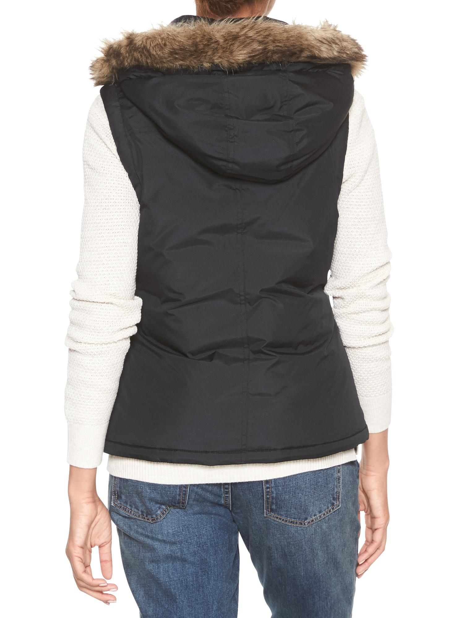 Warmest faux-fur hooded vest | Gap Factory