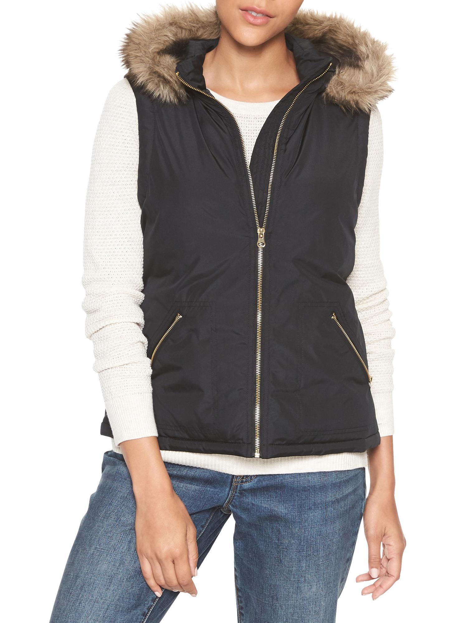 Warmest faux-fur hooded vest | Gap Factory