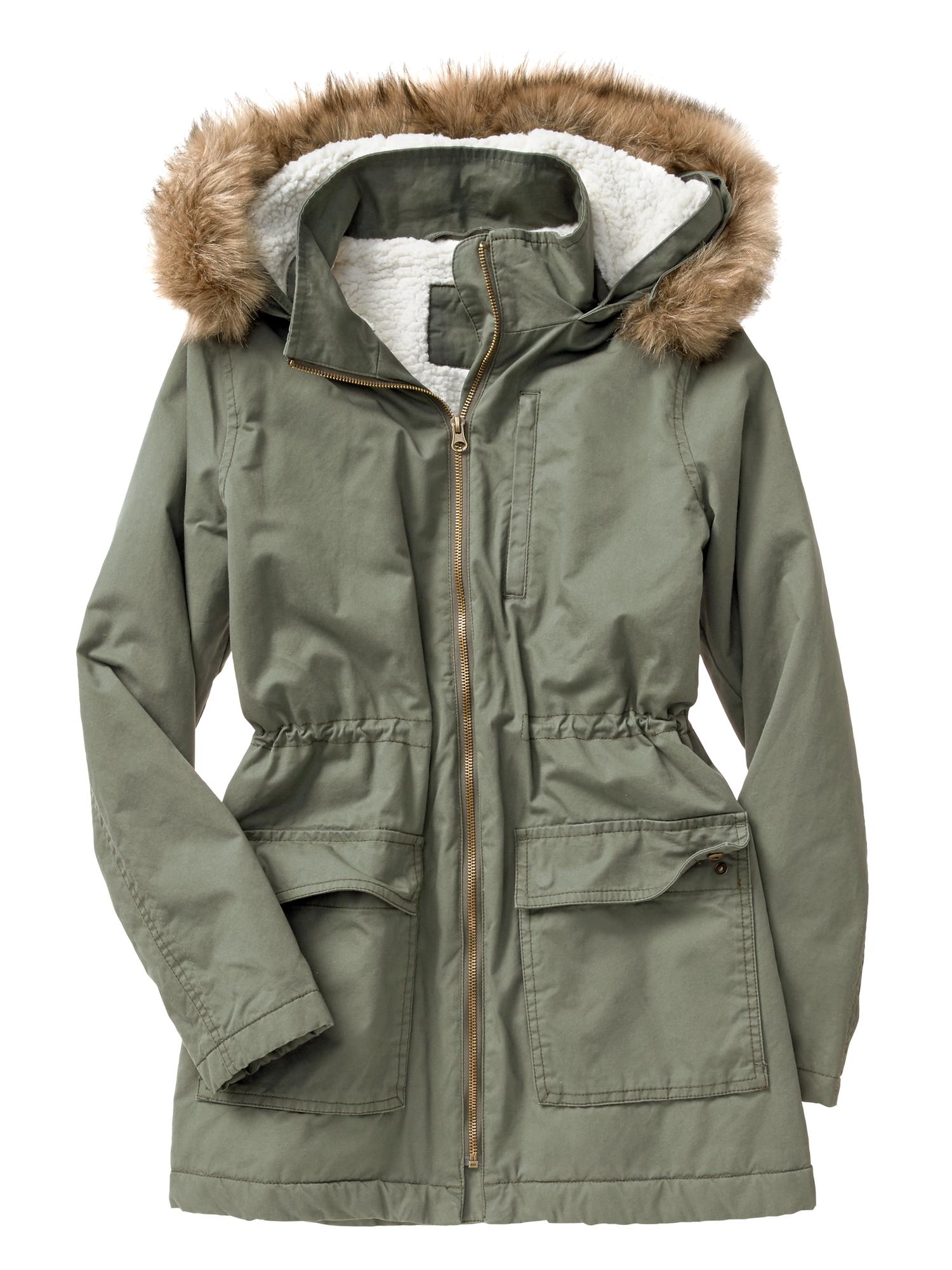 Sherpa-lined parka jacket | Gap Factory