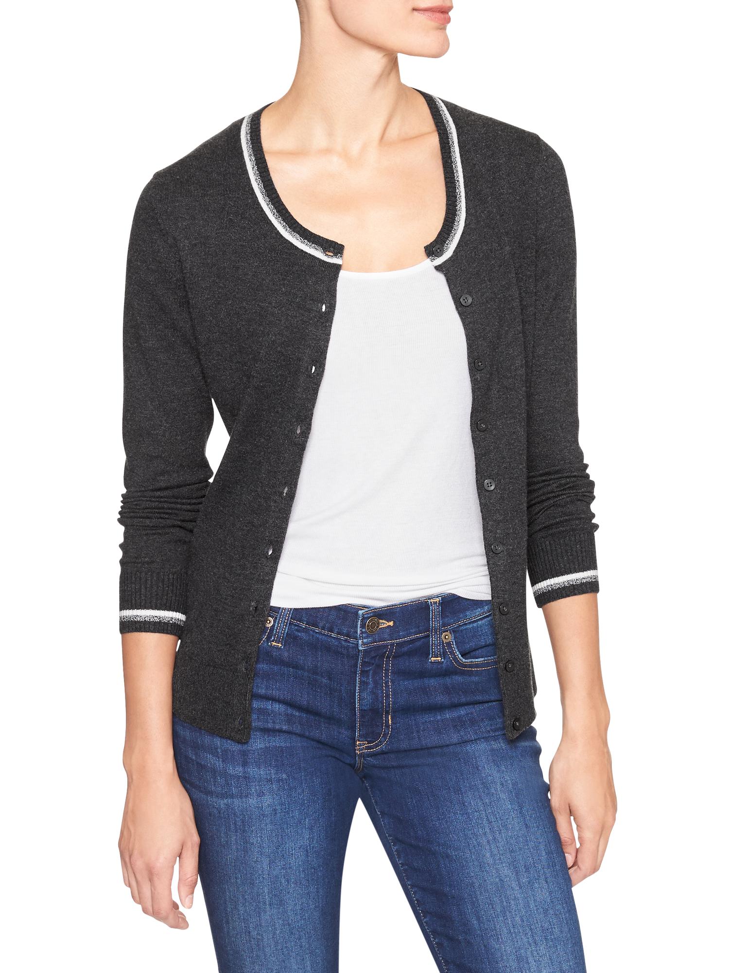 Tipped crewneck cardigan | Gap Factory