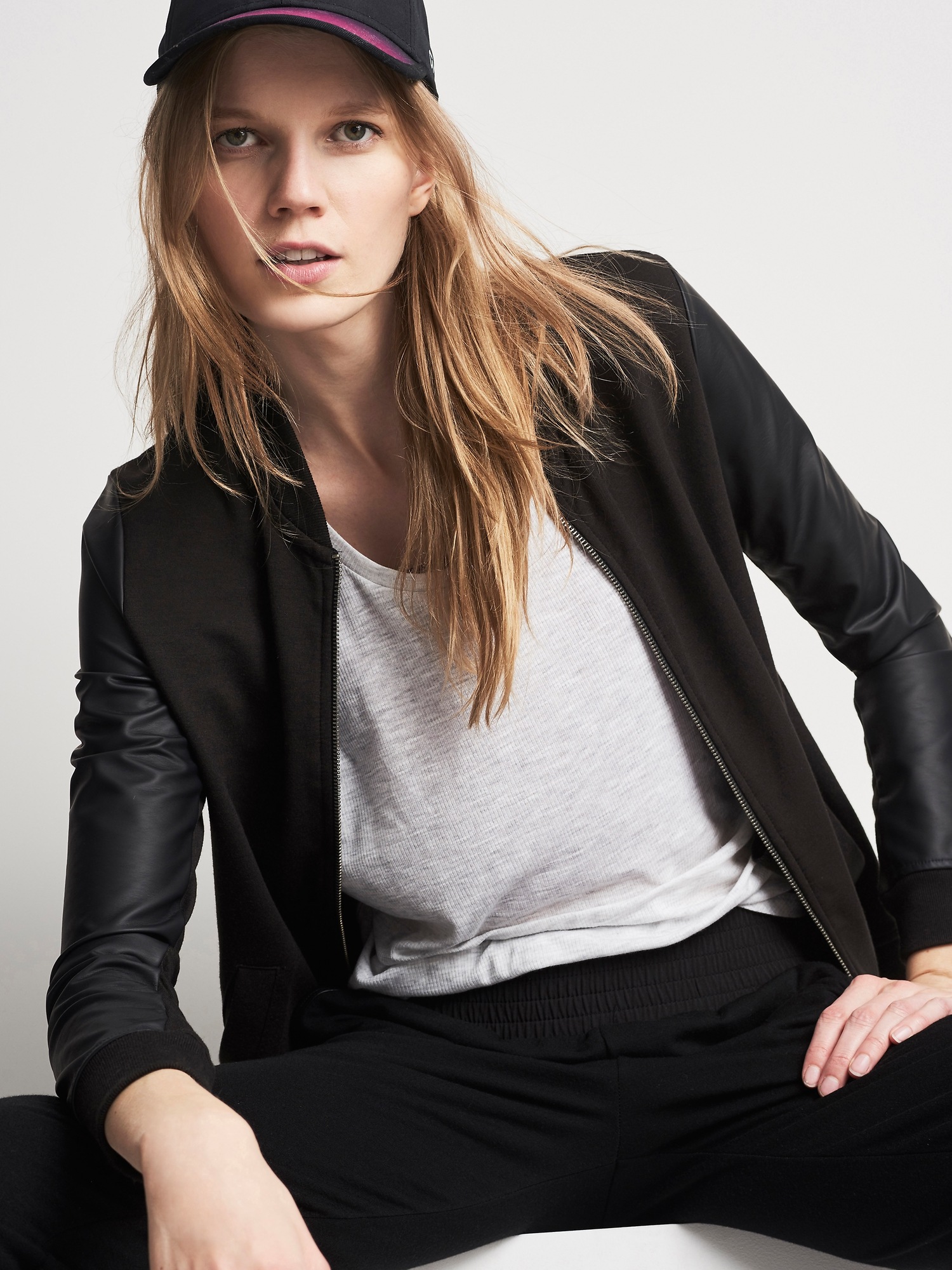 Leather-sleeve jacket | Gap Factory