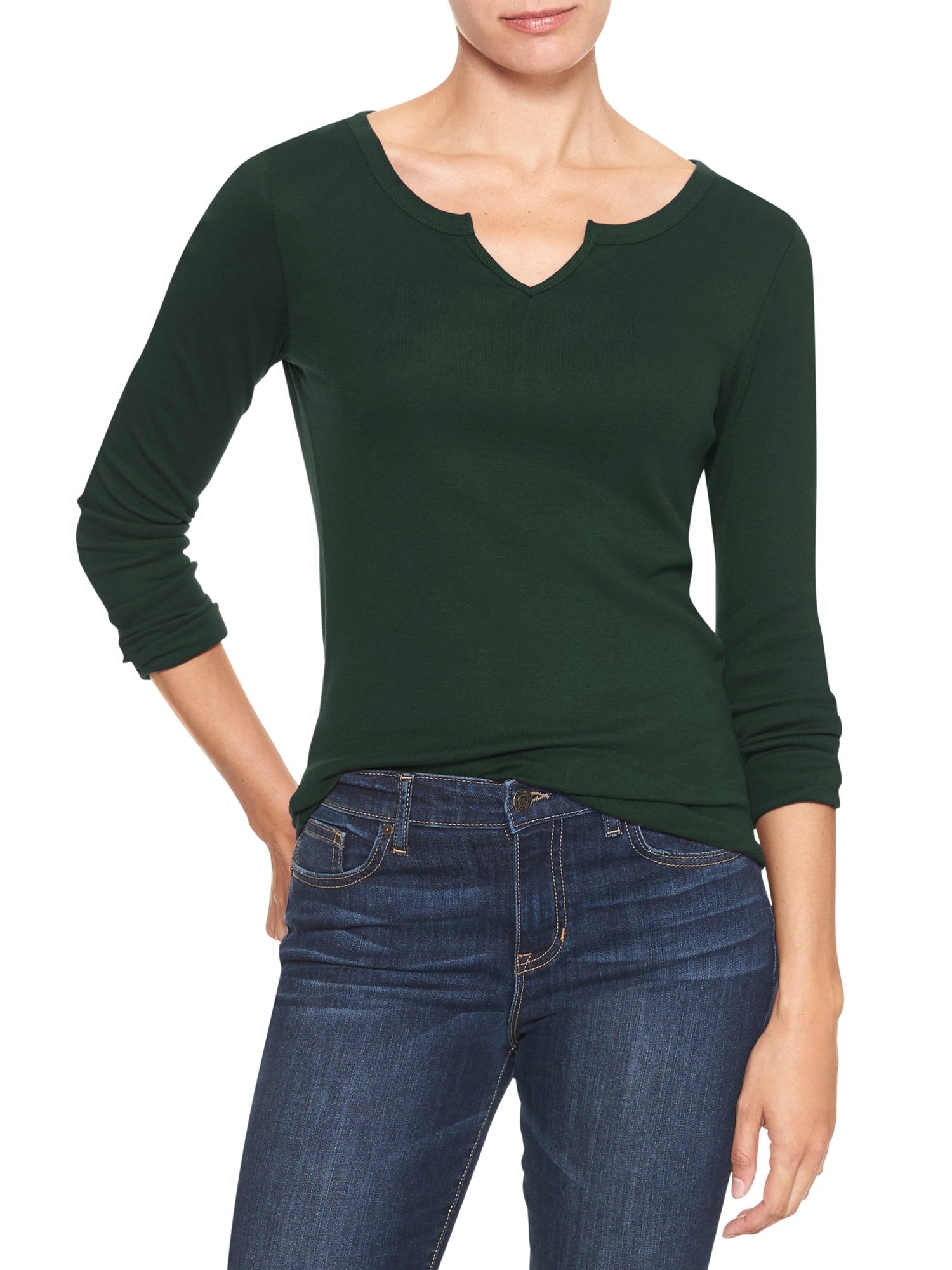 Split-neck long-sleeve tee | Gap Factory