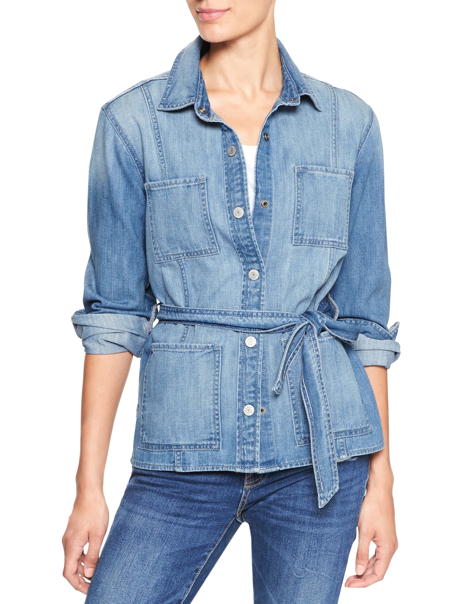 Tie-waist denim jacket | Gap Factory