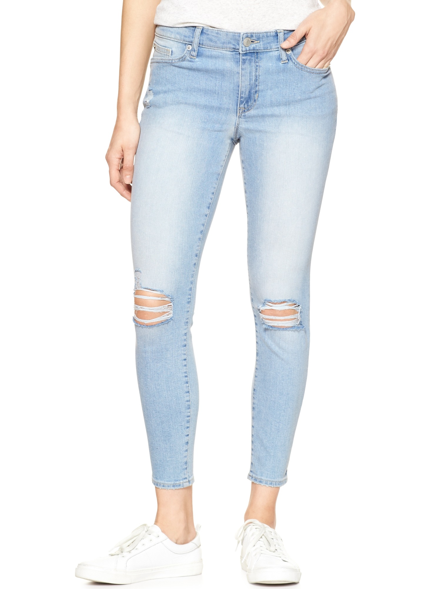 Mid Rise Destructed Jeggings Skimmer | Gap Factory