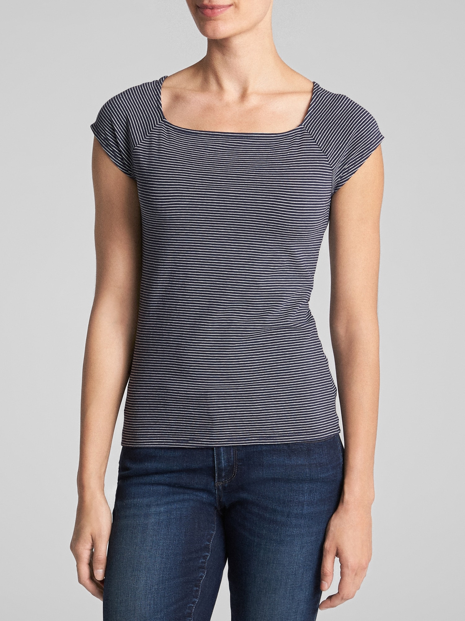 Stripe Square-Neck T-Shirt in Jersey | Gap Factory