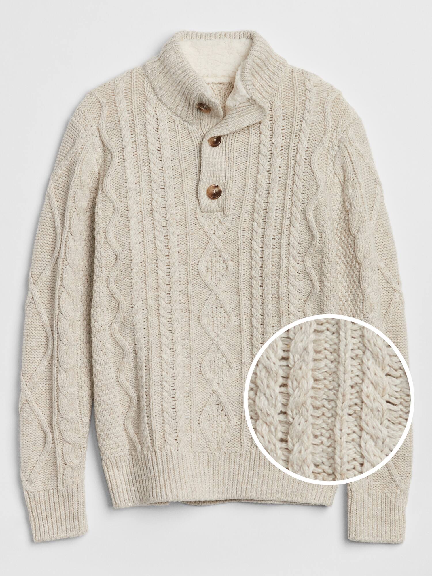 Kids Cable-Knit Henley Sweater | Gap Factory