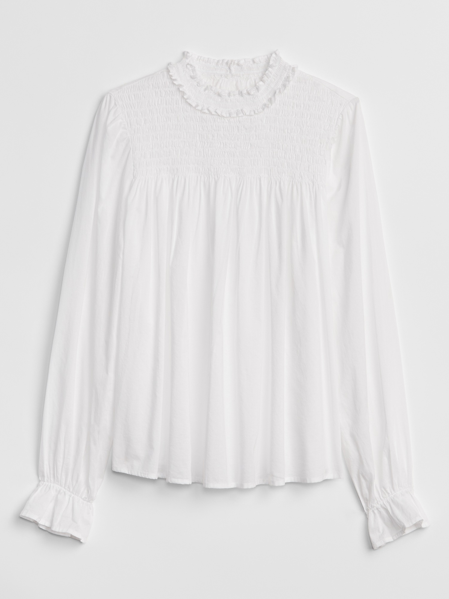 Long Sleeve Smocked Mockneck Top | Gap Factory