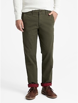 Flannel Lined Twill Pants in Straight Fit Gap Factory