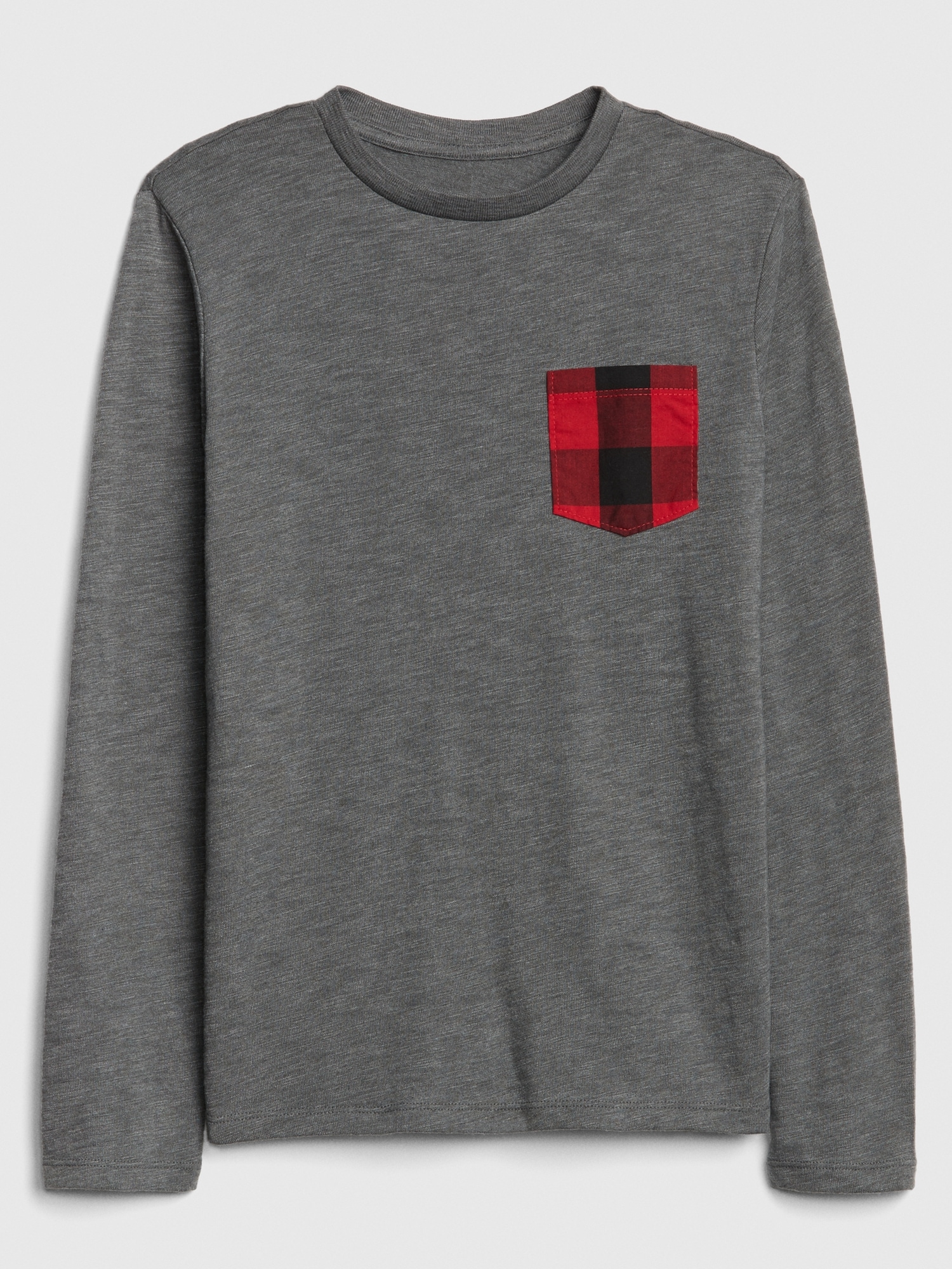 Plaid-Pocket Long Sleeve T-Shirt | Gap Factory