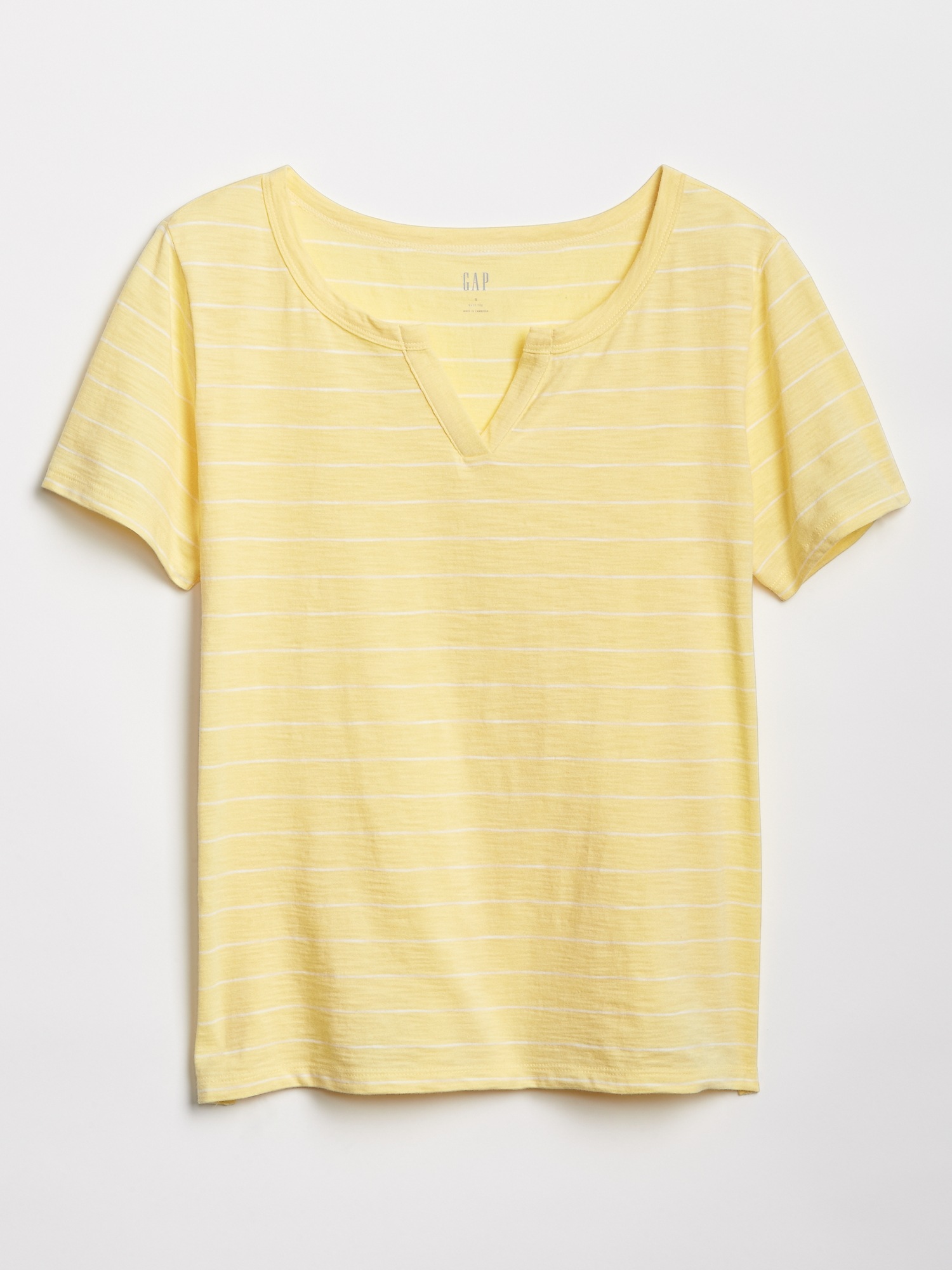 Slub Stripe Split-Neck T-Shirt | Gap Factory