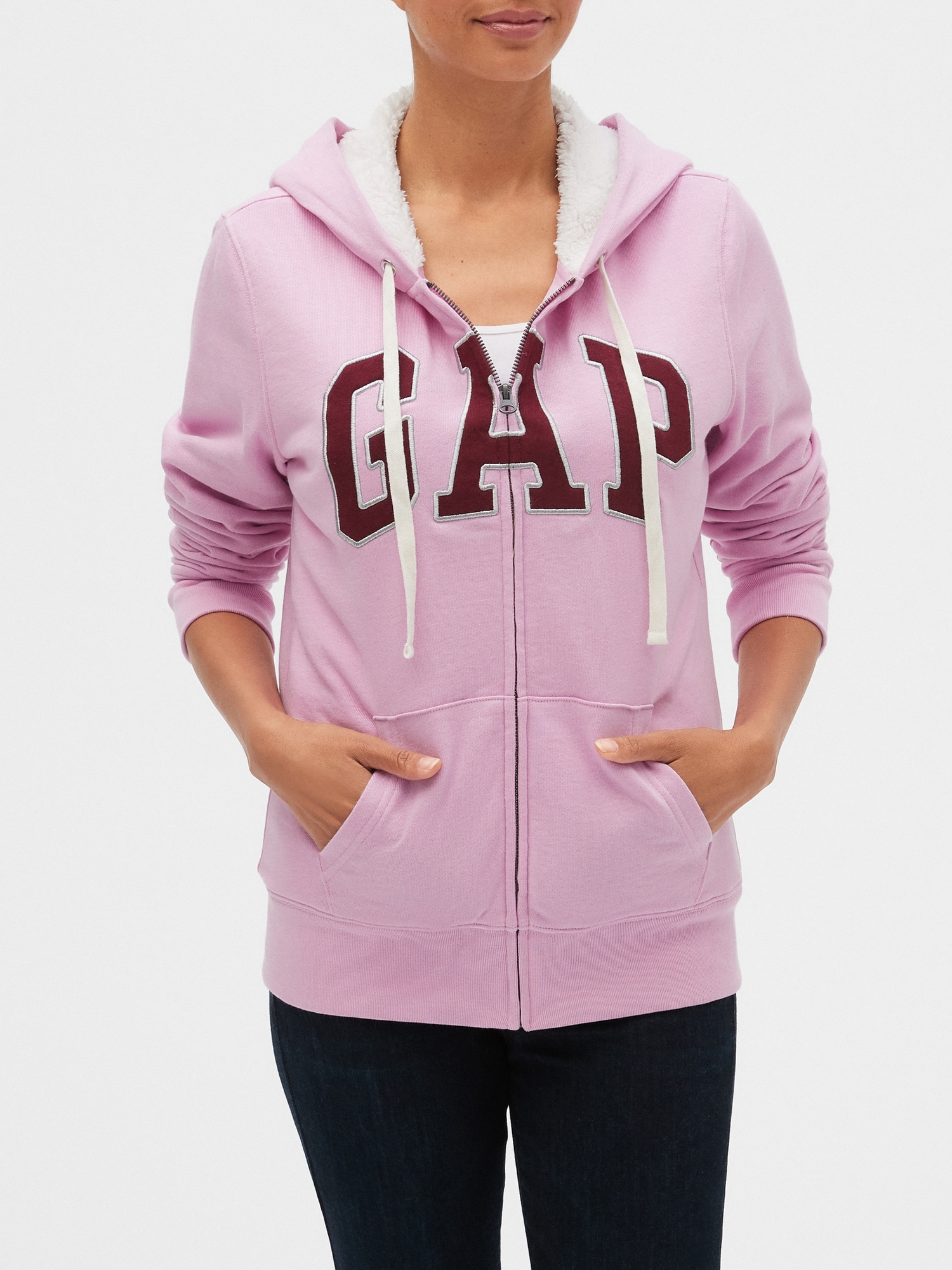 Gap Logo Sherpa-Lined Zip Hoodie | Gap Factory