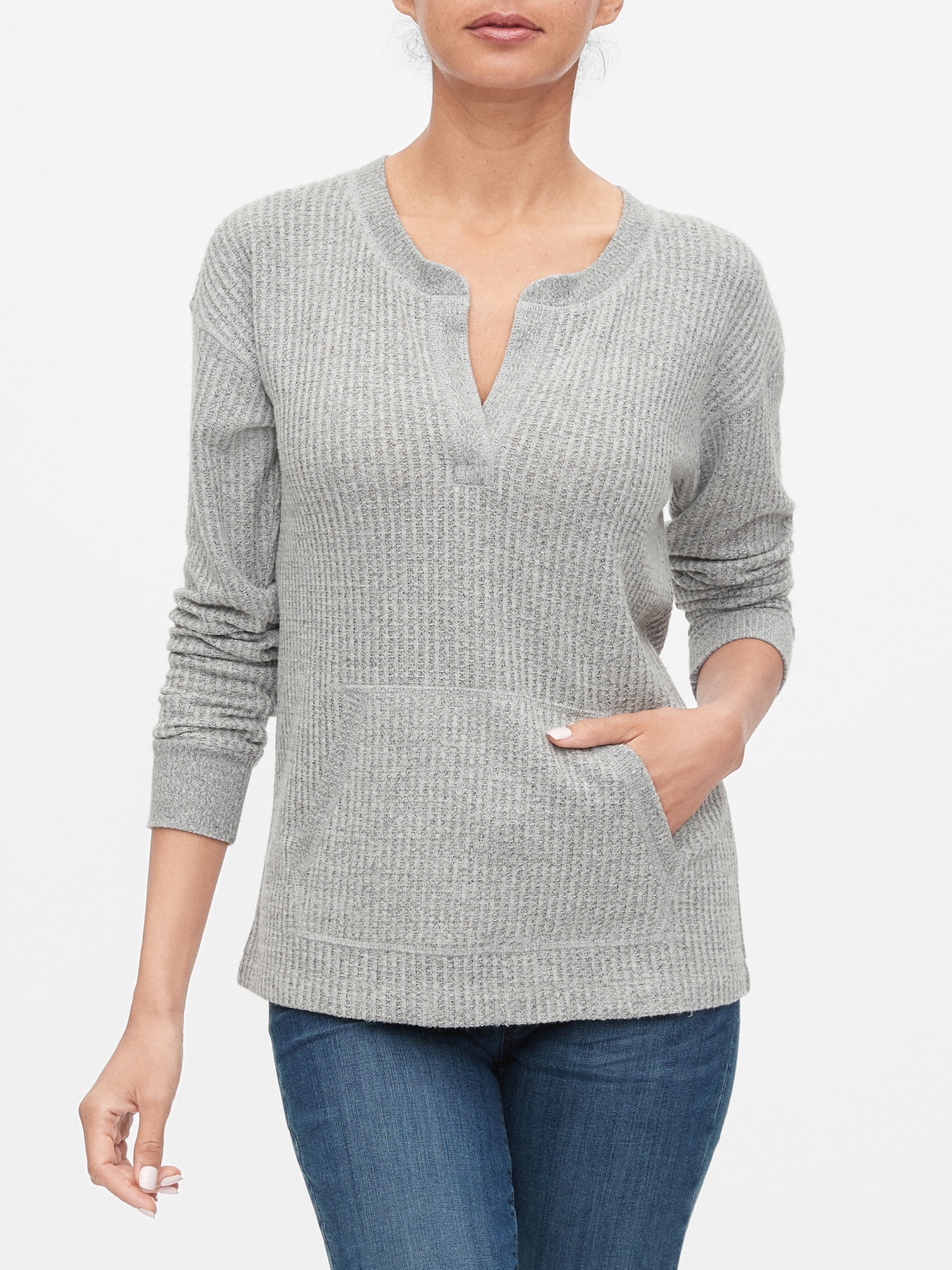 Pocket Drop-Shoulder Split-Neck Pullover | Gap Factory