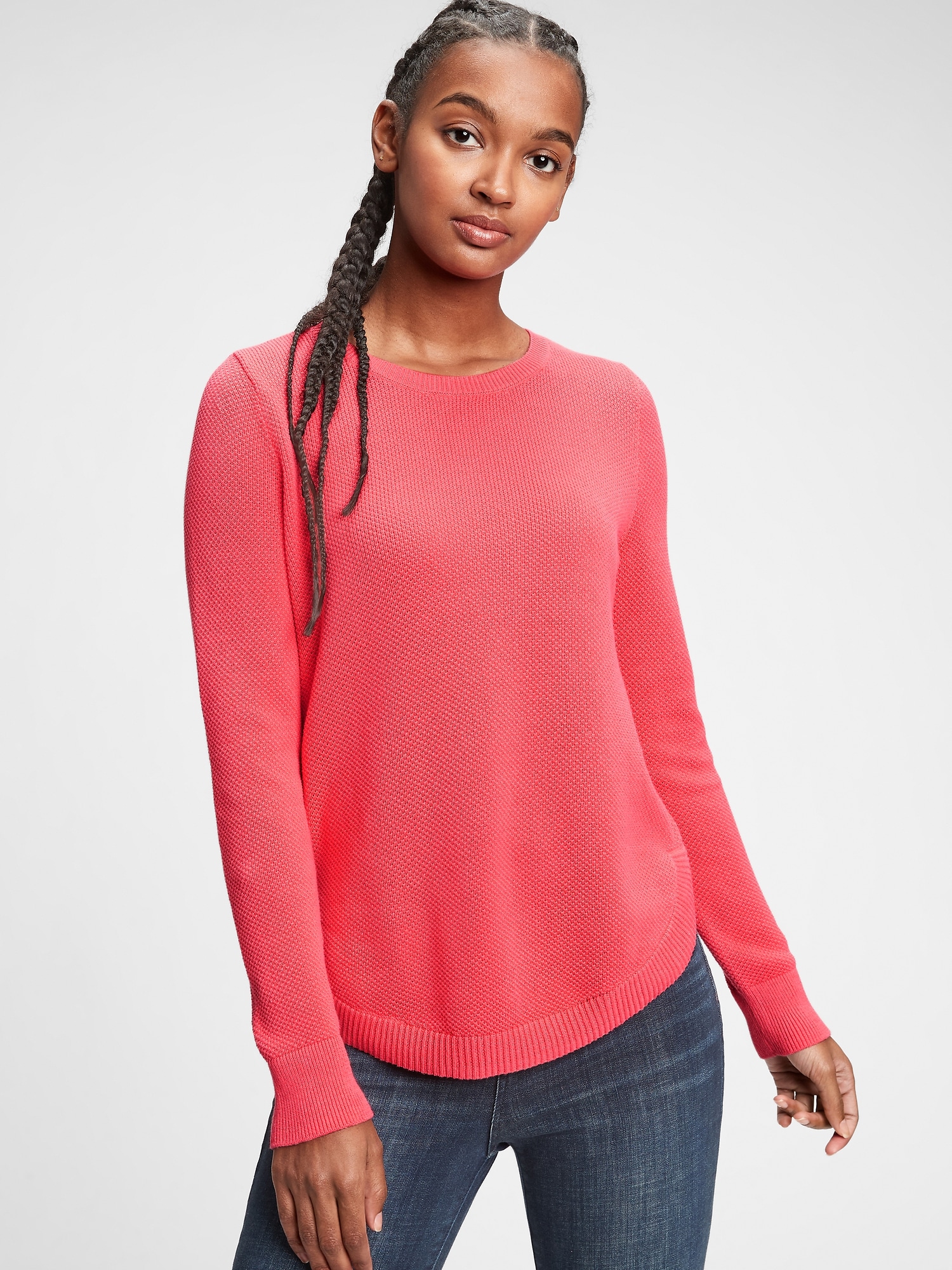 Curved Hem Crewneck Sweater | Gap Factory