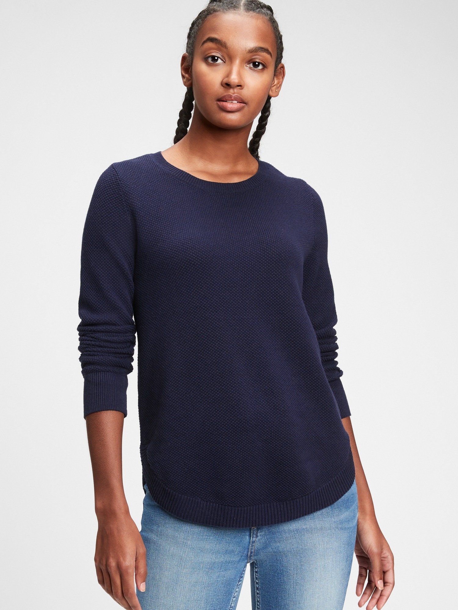 Curved Hem Crewneck Sweater | Gap Factory