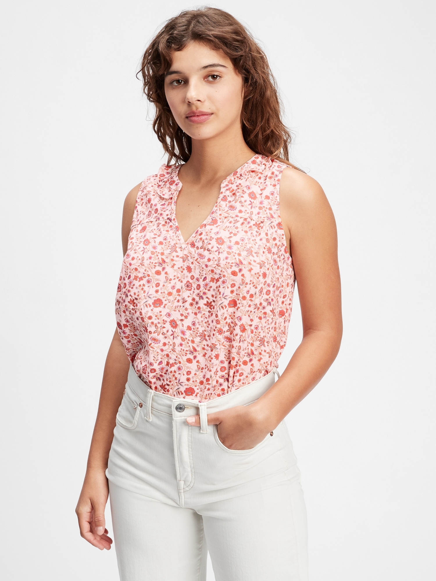 Ruffle-Neck Popover Top | Gap Factory