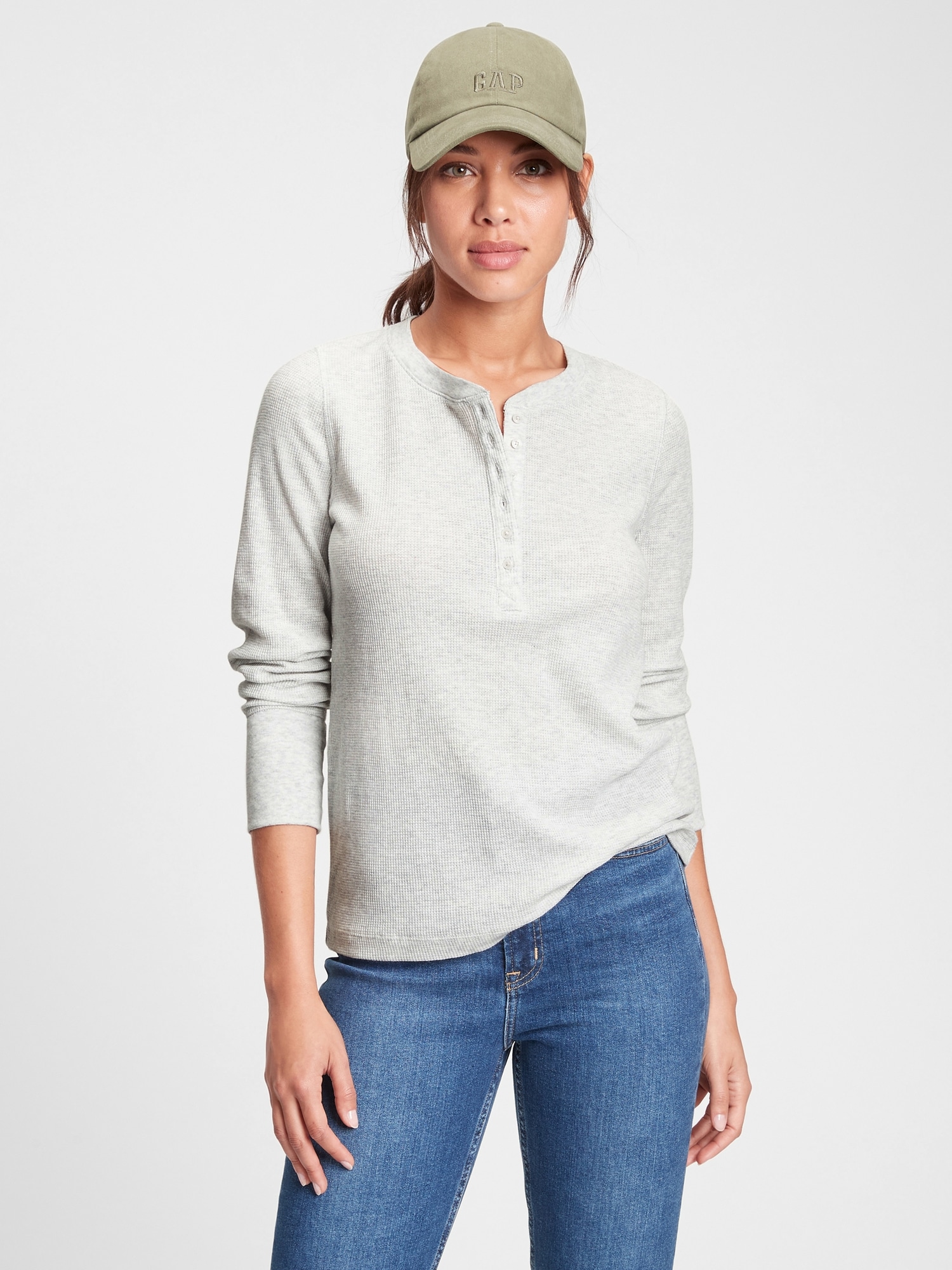 Waffle Knit Henley T Shirt Gap Factory