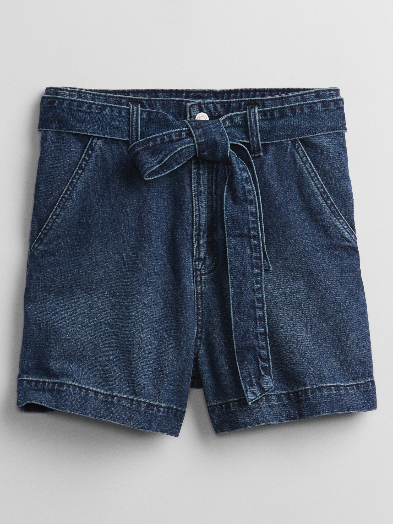 3.5" High Rise Tie-Belt Denim Shorts with Washwell® | Gap Factory