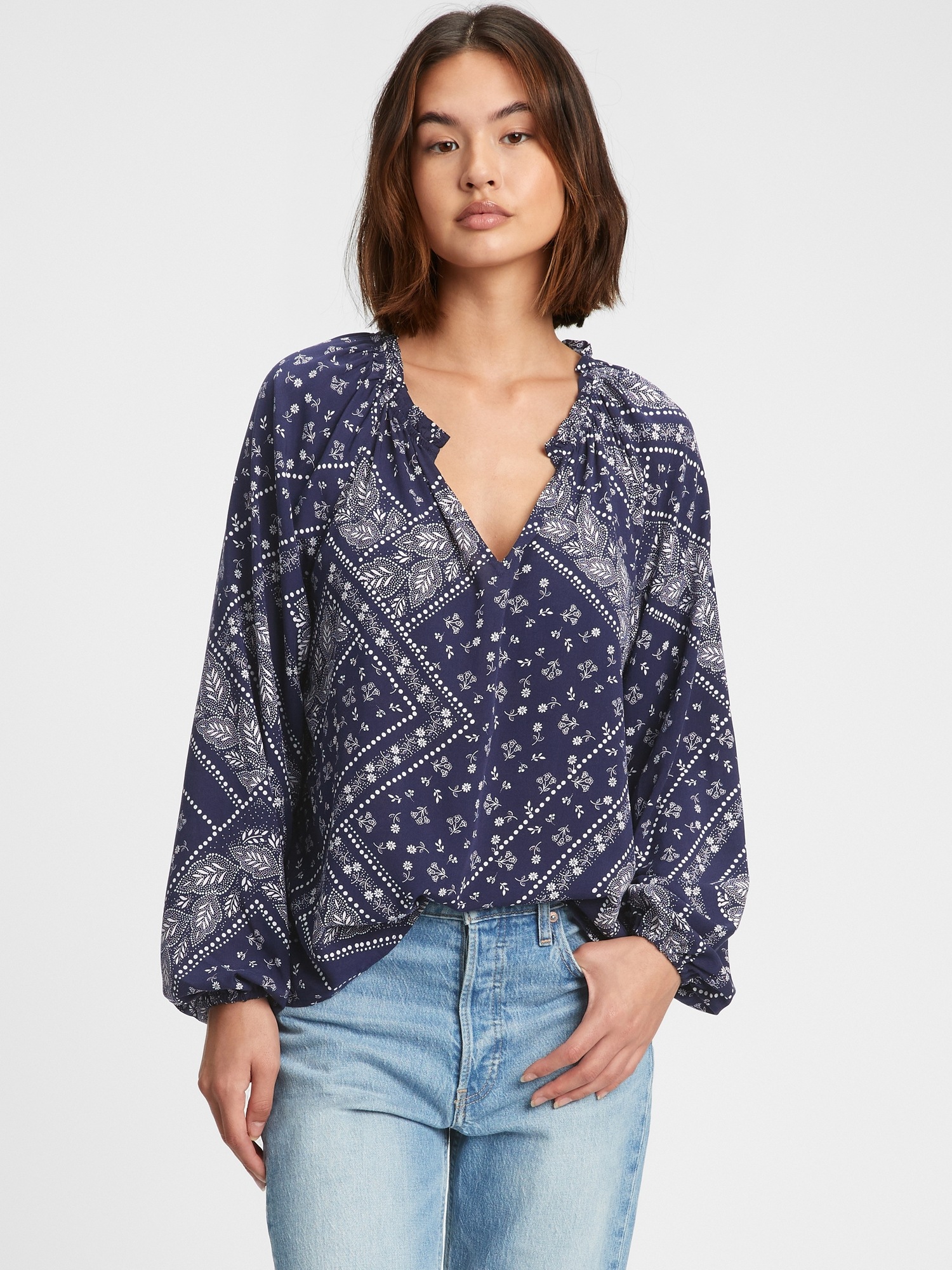 Ruffle-Neck Top | Gap Factory