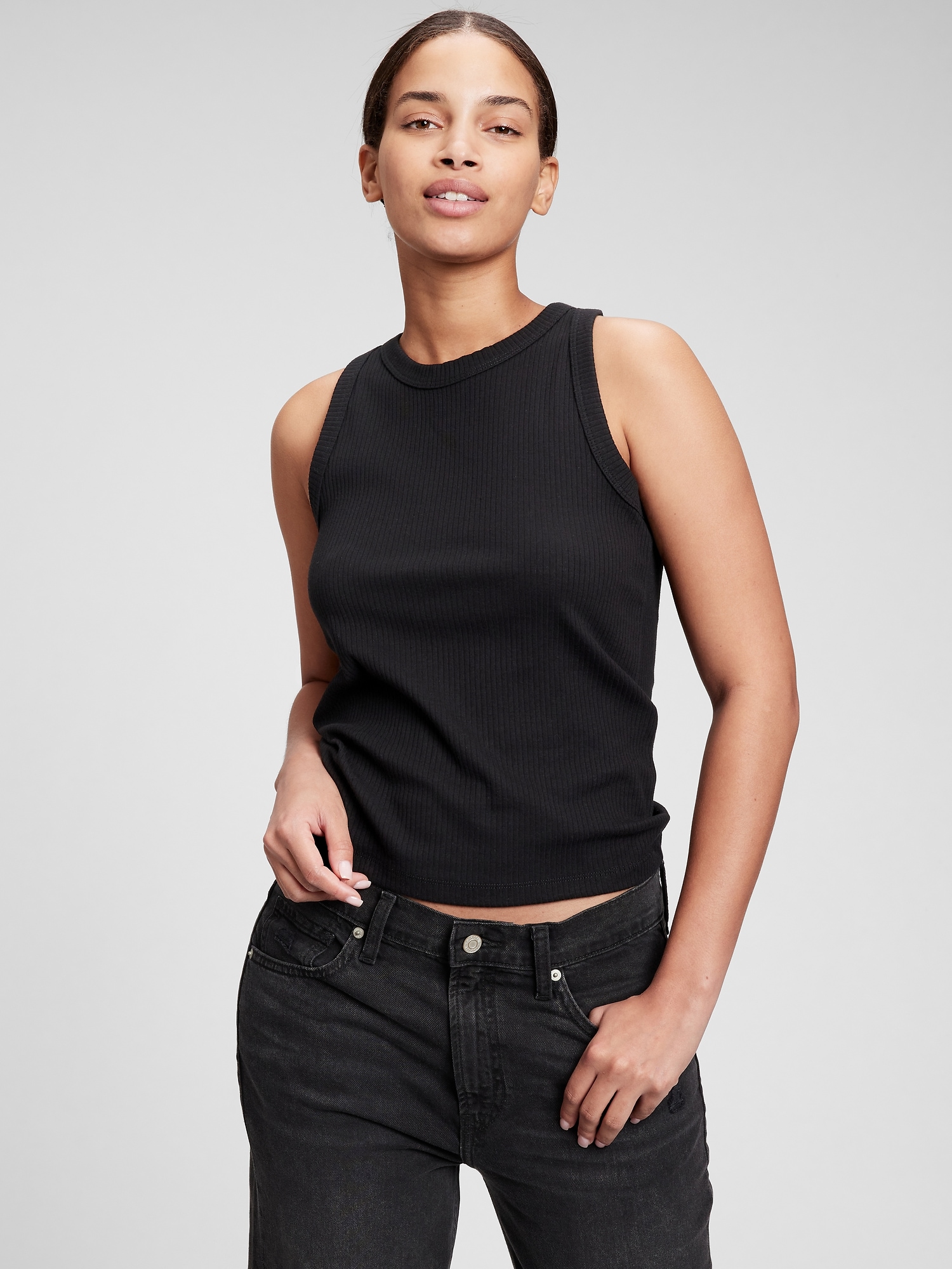 Ribbed High Neck Tank | Gap Factory