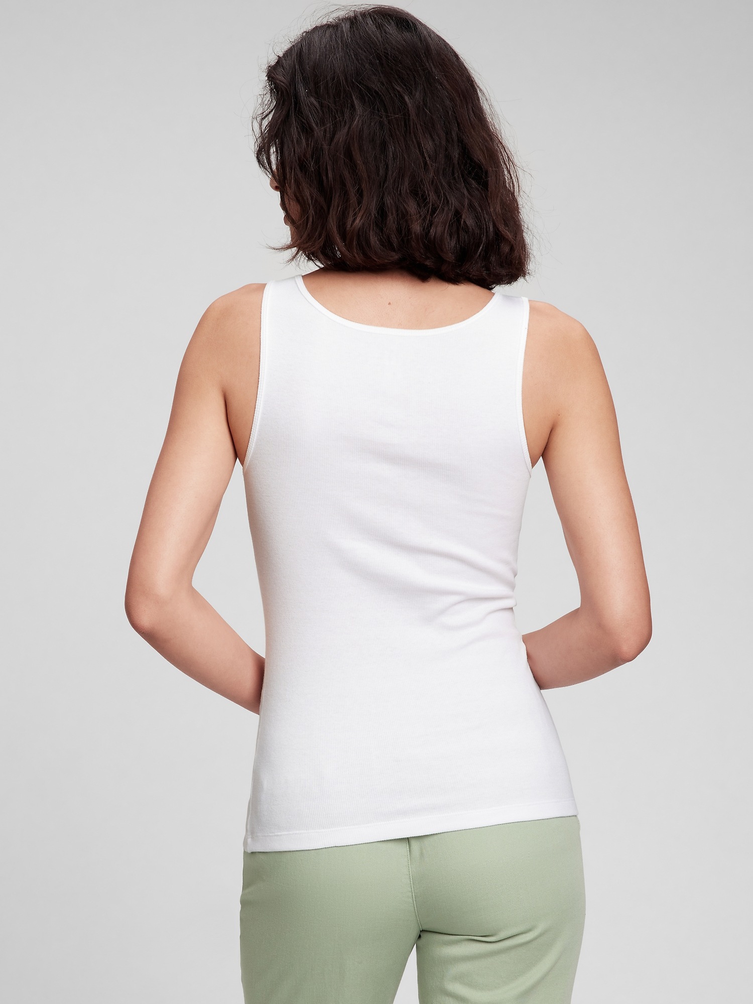 White Ribbed Tank Top