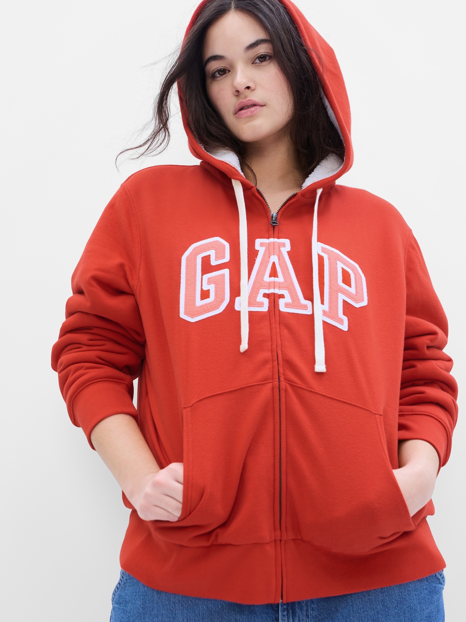 Gap Logo Sherpa Lined Hoodie Gap Factory