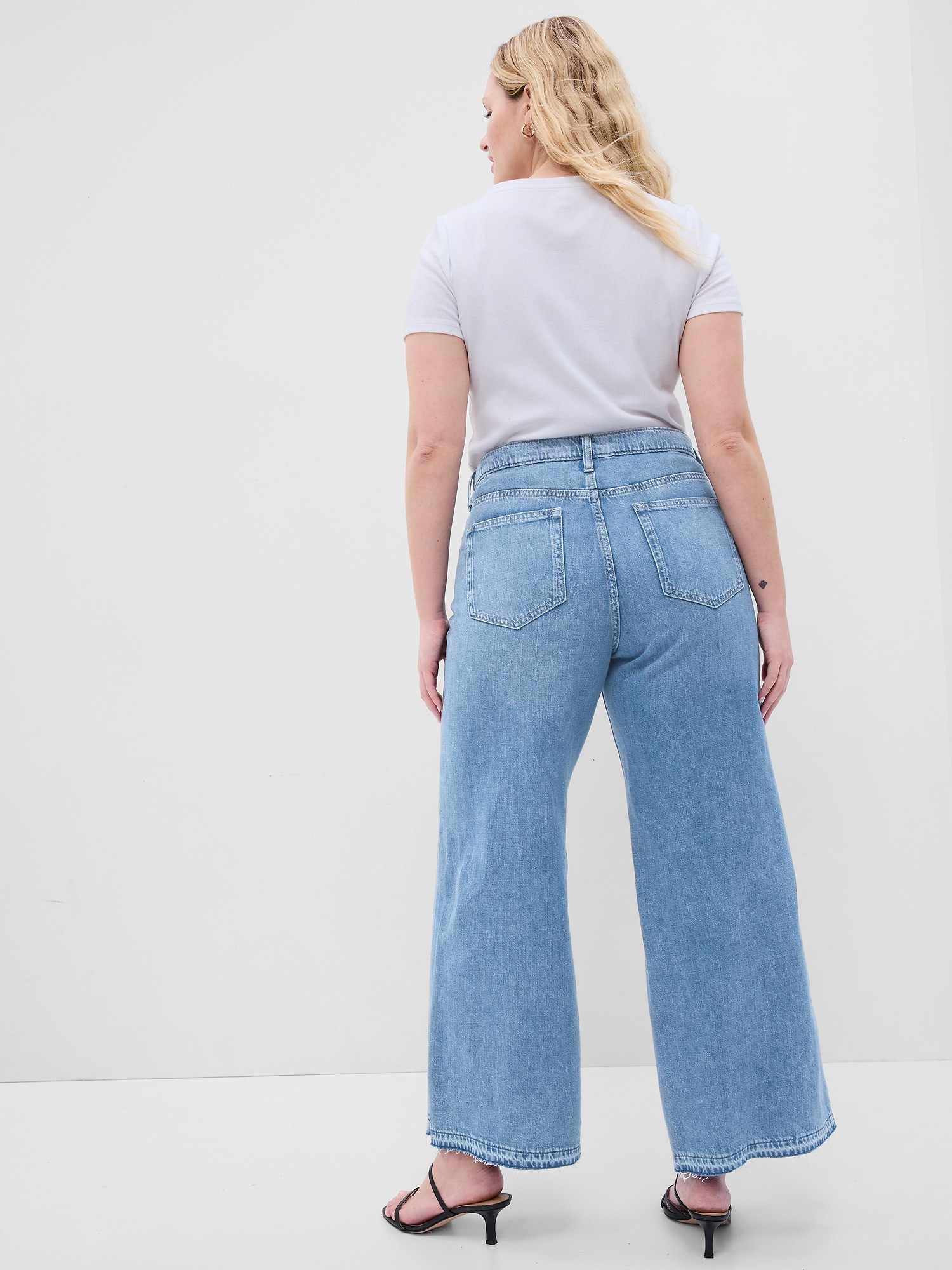 High Rise Destructed Wide-Leg Jeans | Gap Factory