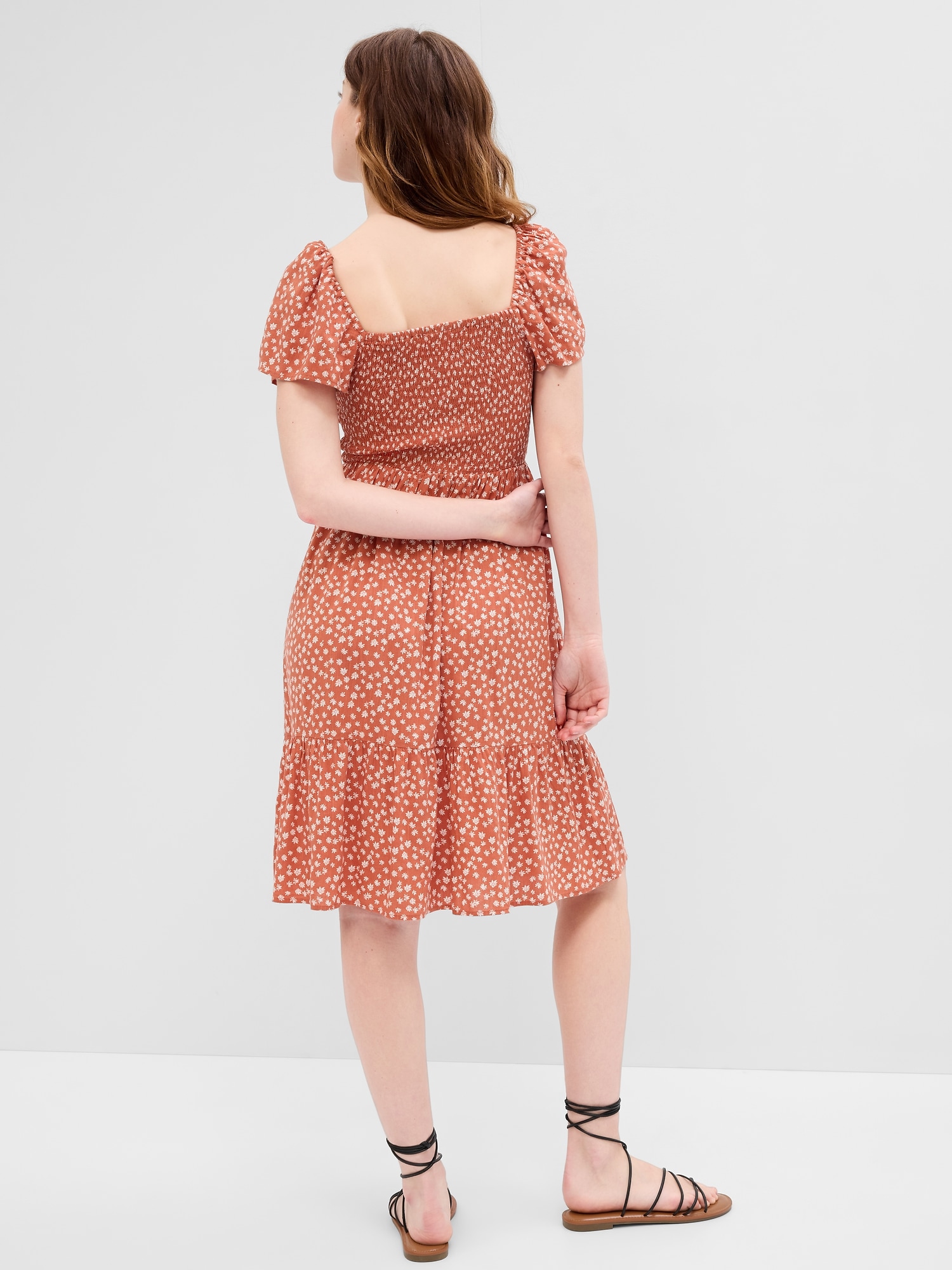 Smocked Squareneck Midi Dress | Gap Factory