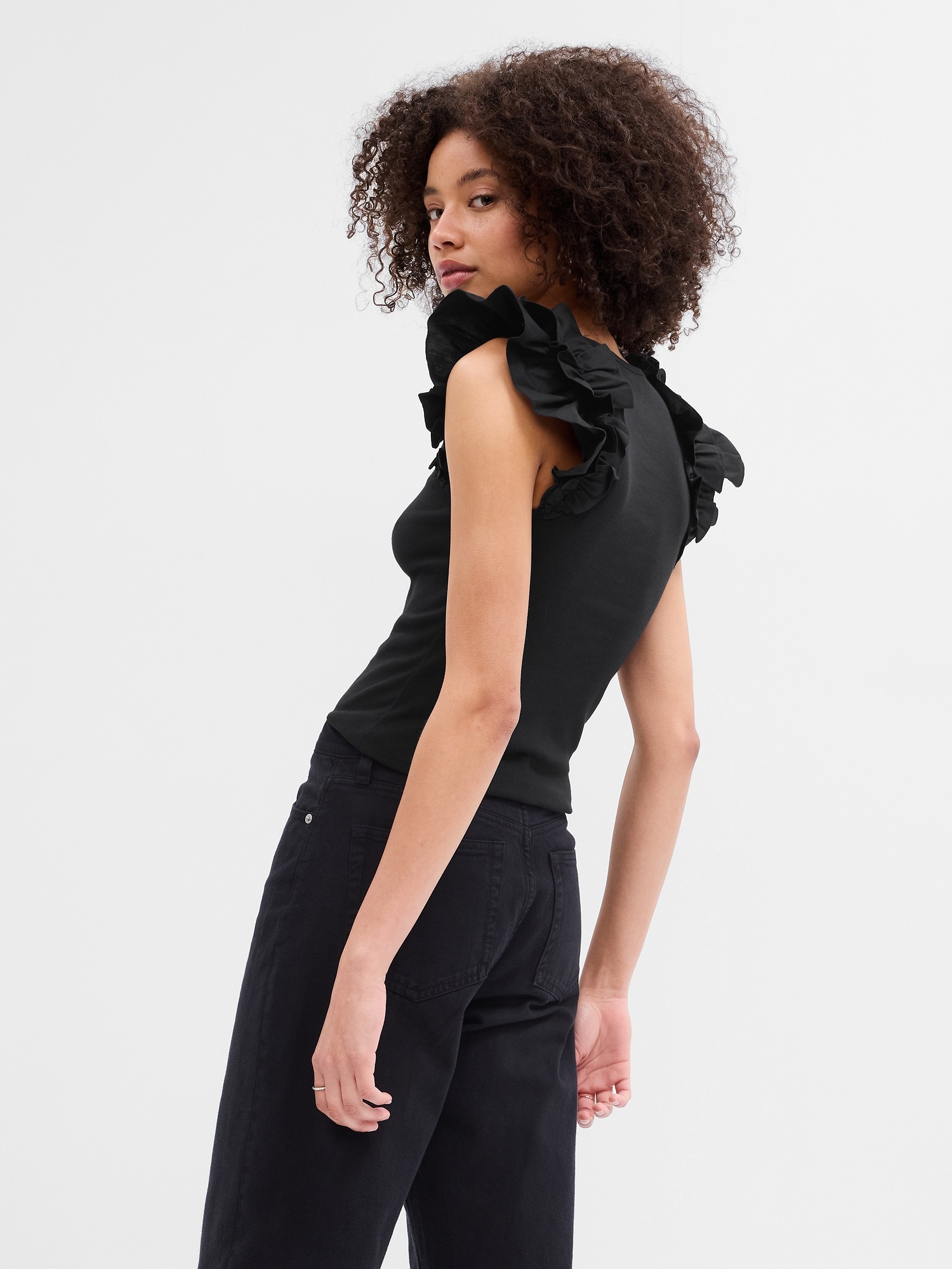 Zara Ribbed Ruffle Top at Brayden Woodd blog