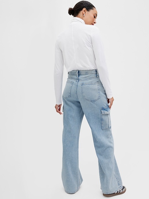 High Rise Wide-Leg Cargo Jeans with Washwell | Gap Factory