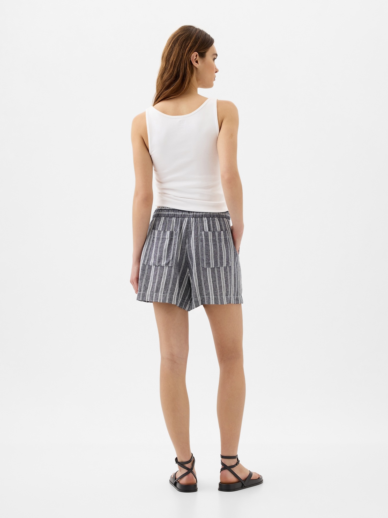 4" Mid Rise Stripe Linen-Blend Shorts | Gap Factory