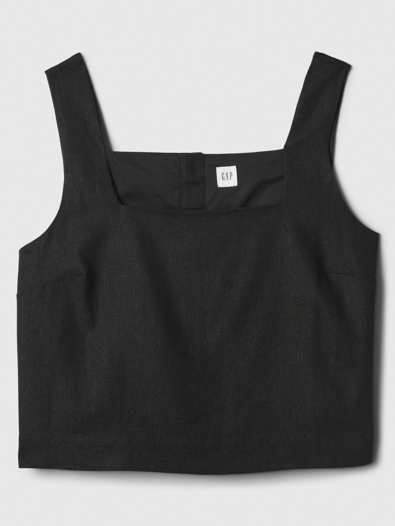 Cropped Linen-Blend Squareneck Tank Top | Gap Factory