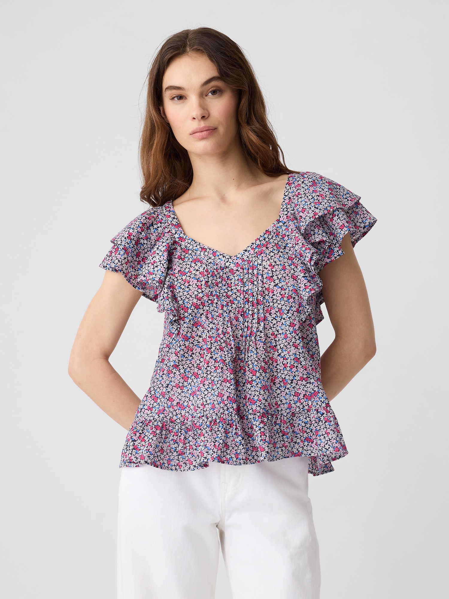Pintuck Flutter Sleeve Top | Gap Factory