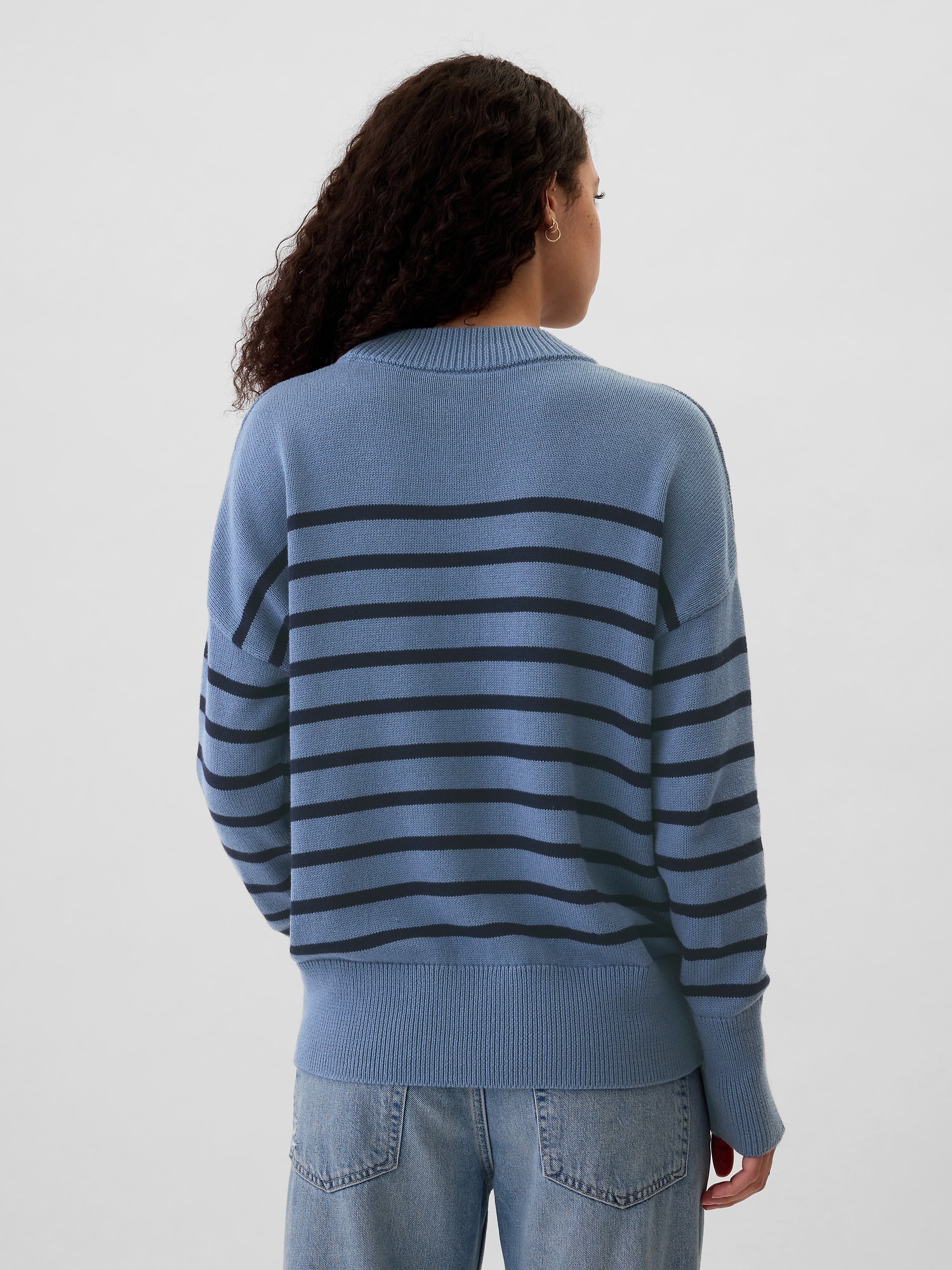 Oversized Stripe High Neck Crewneck Sweater | Gap Factory