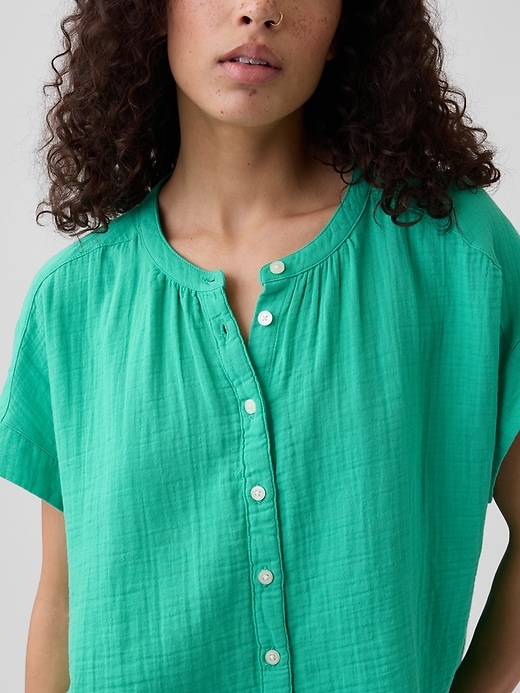 Relaxed Button-Up Gauze Top | Gap Factory