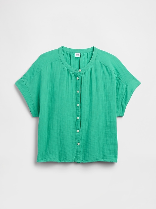 Relaxed Button-Up Gauze Top | Gap Factory